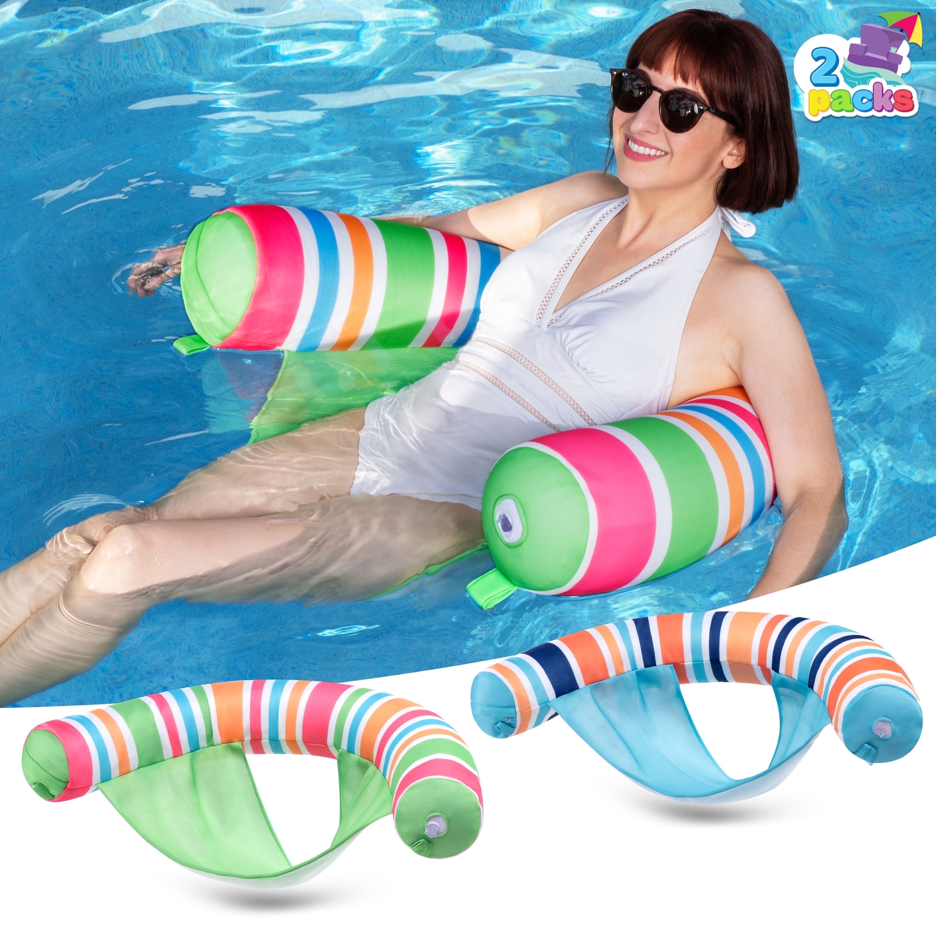 "Syncfun 2 Pack of 29"" Stripe Design Inflatable Pool Floating Noodle Chairs" - Walmart.com