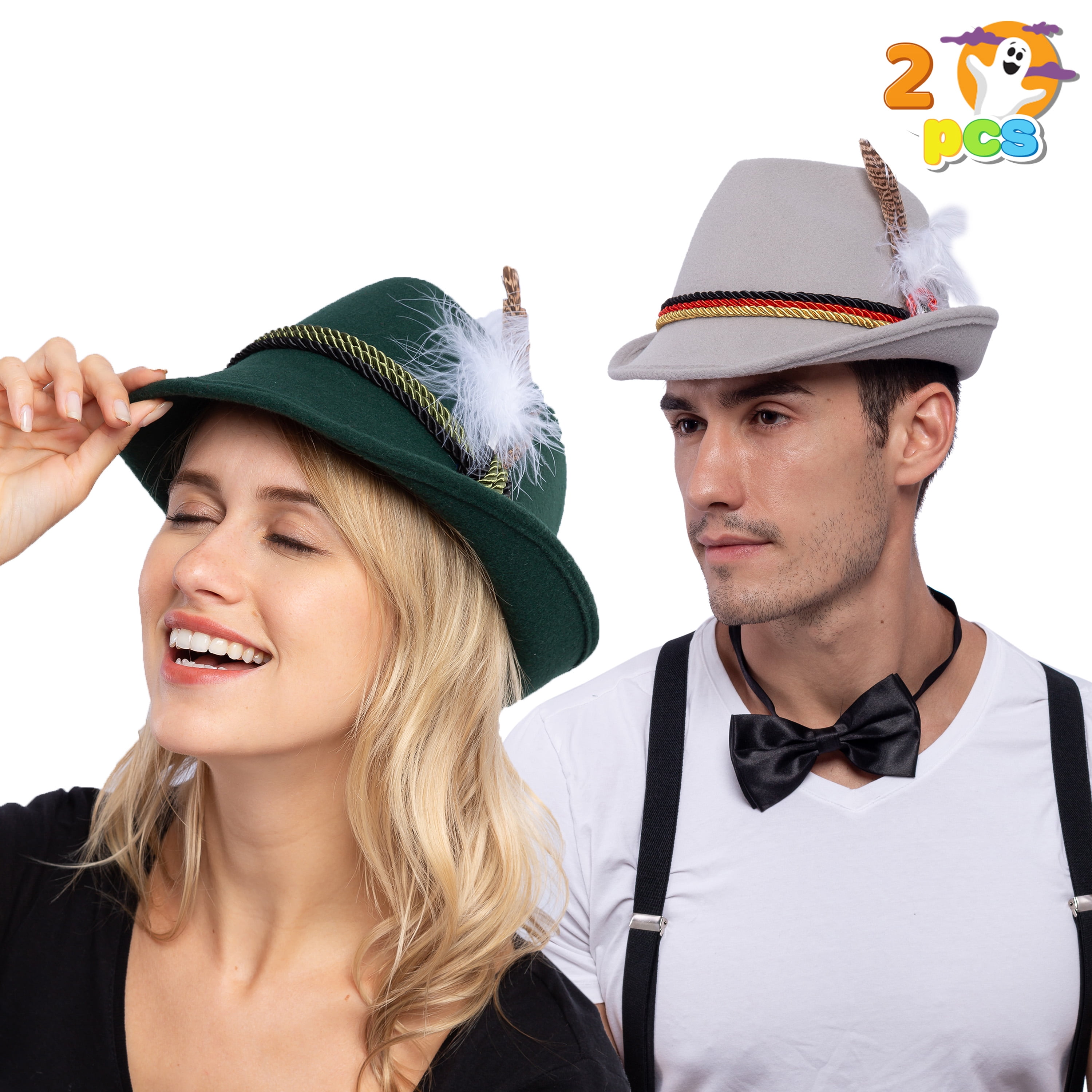 SYNCFUN 2 Packs German Alpine Hats for Adult, Oktoberfest Hat, German ...