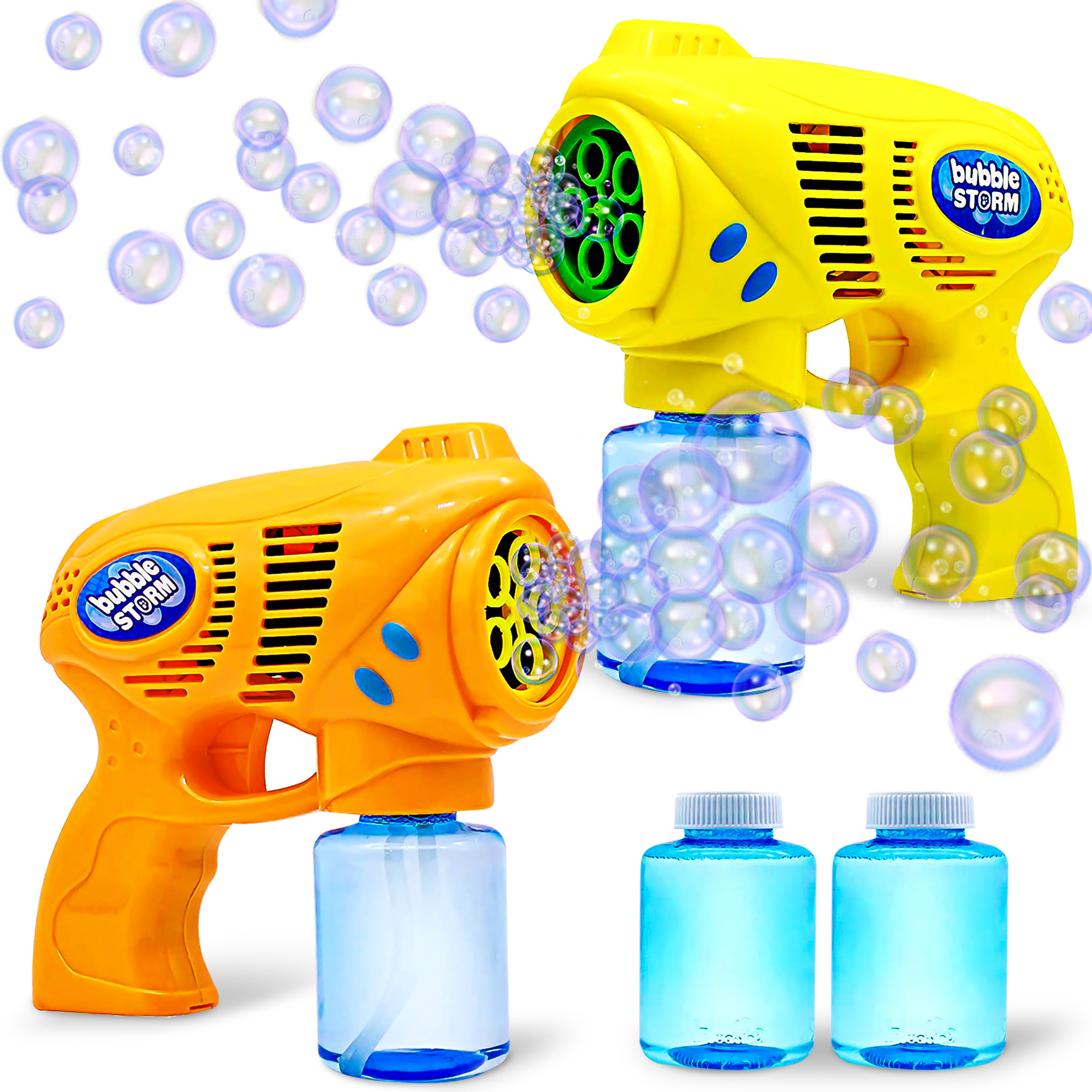 JOYIN 2 Bubble Guns with 2 Bottles Bubble Refill Solution (10 oz Total ...