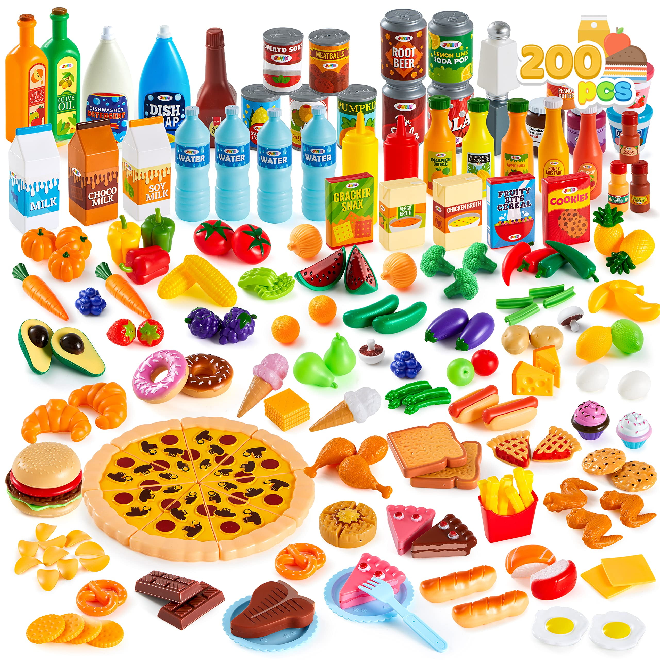 Syncfun 200 Pcs Play Food Set for Kids Kitchen, Pretend Play Food Set ...