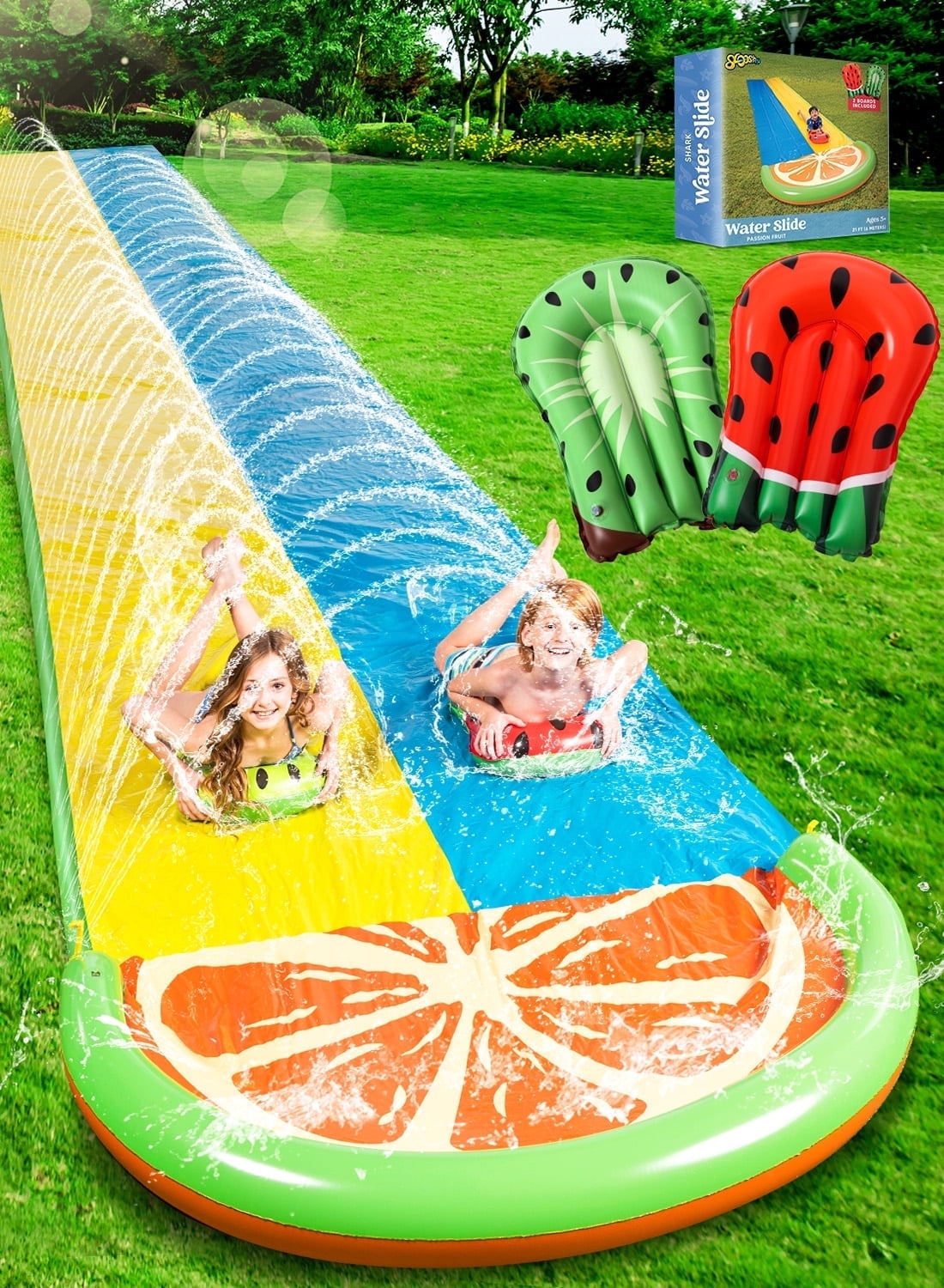 Syncfun 22 5ft Water Slides With 2 Boards 2 Sliding Racing Lanes And
