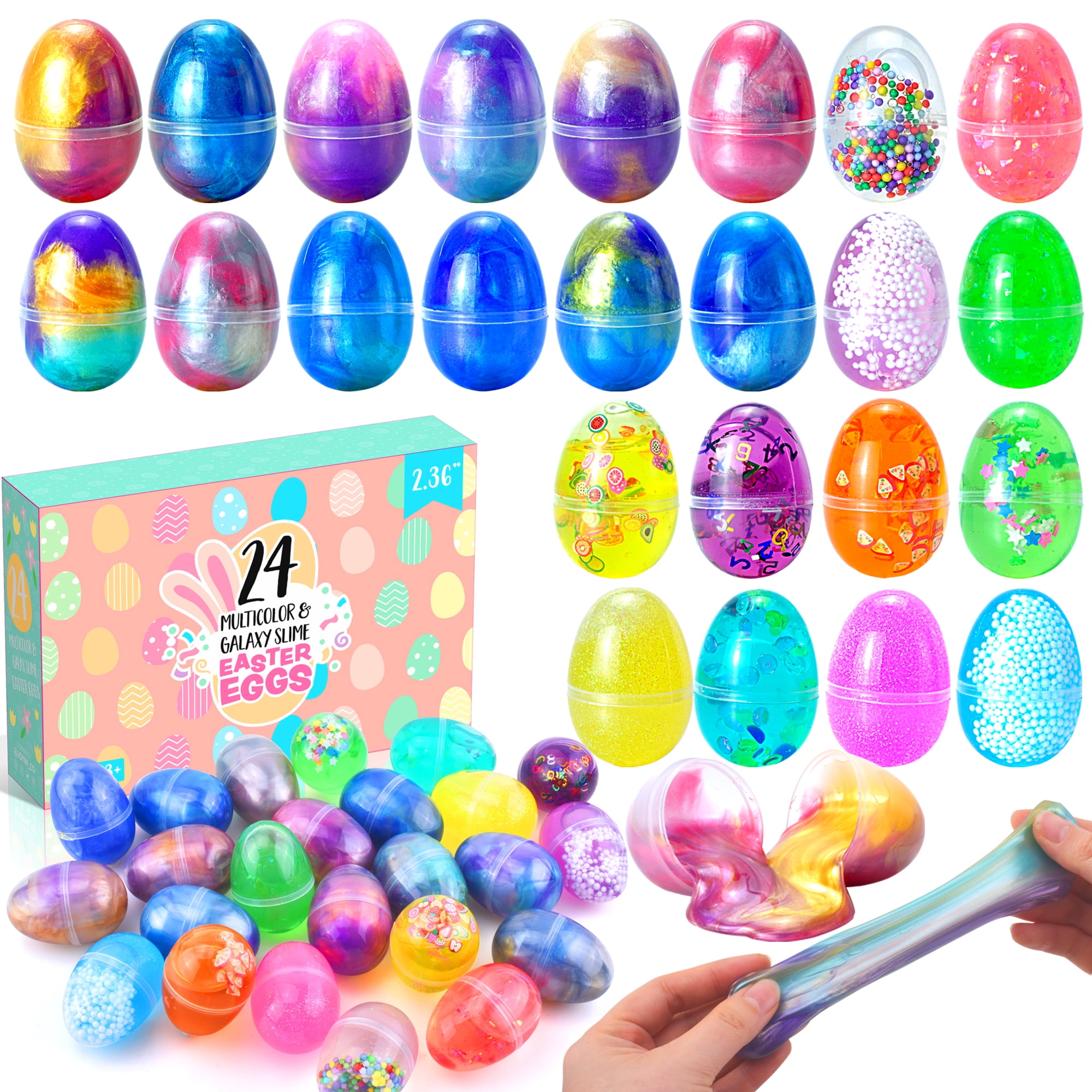 SYNCFUN 24 Pcs Easter Slime Eggs Kit, Stress Relief Toys, Party Favors ...