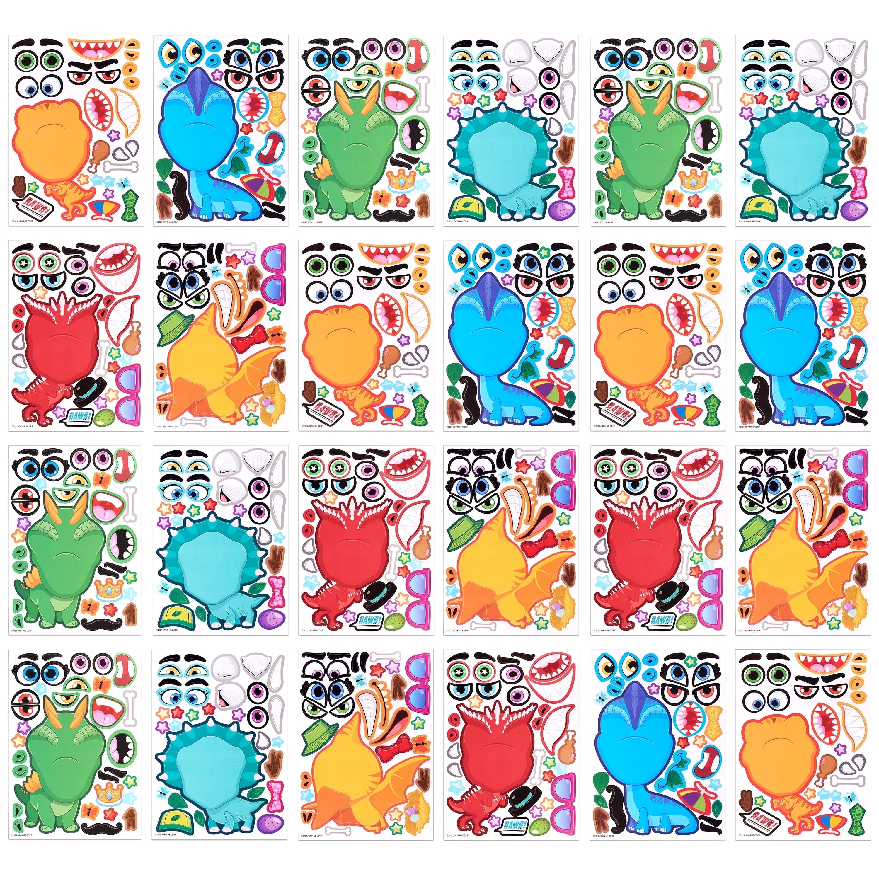 Joyfy 24 Sheets Make-a-face Sticker Sheets 6"x 9" Make Your Own Animal ...