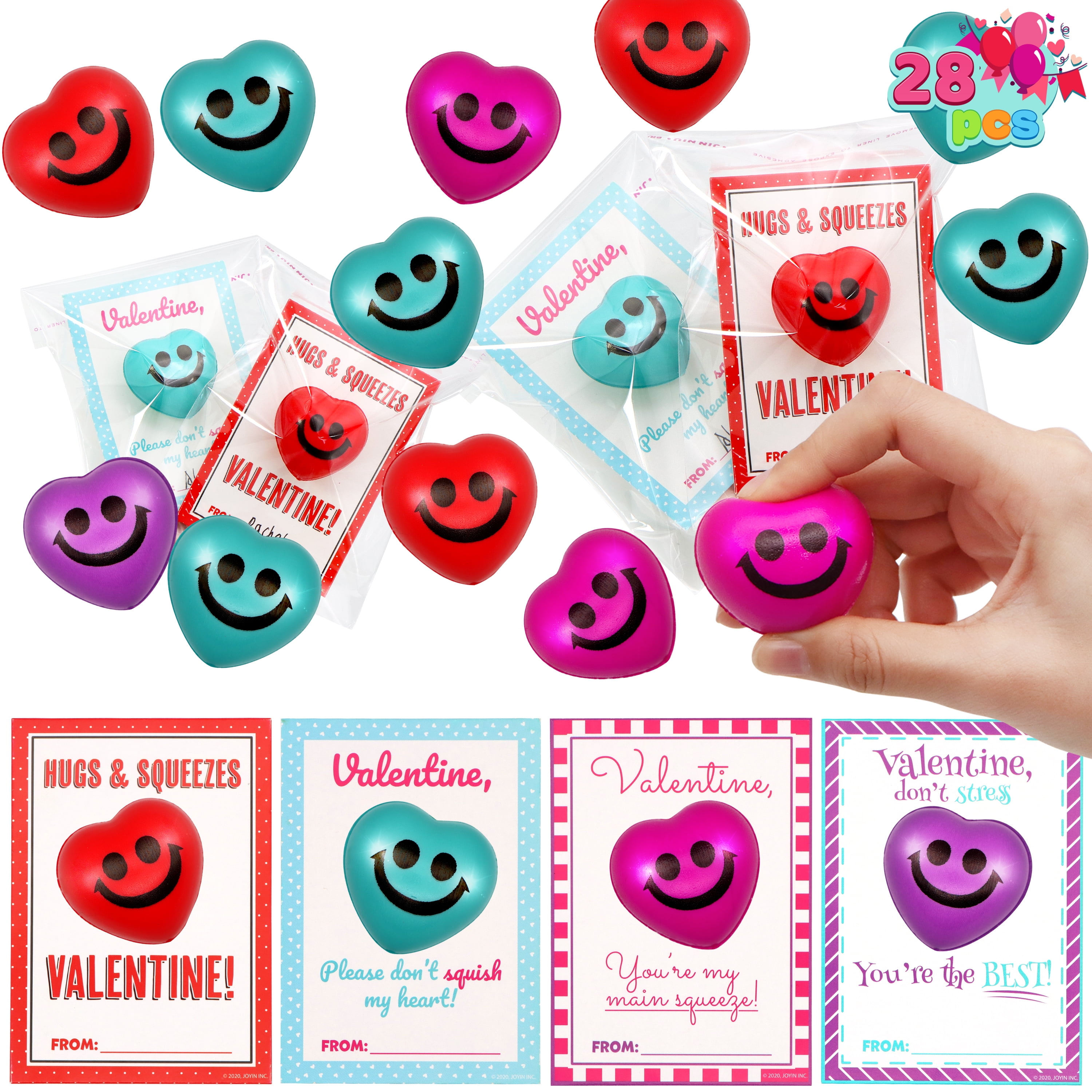 Syncfun 28 Packs Valentines Day Cards with Heart Shaped Stress Ball for ...