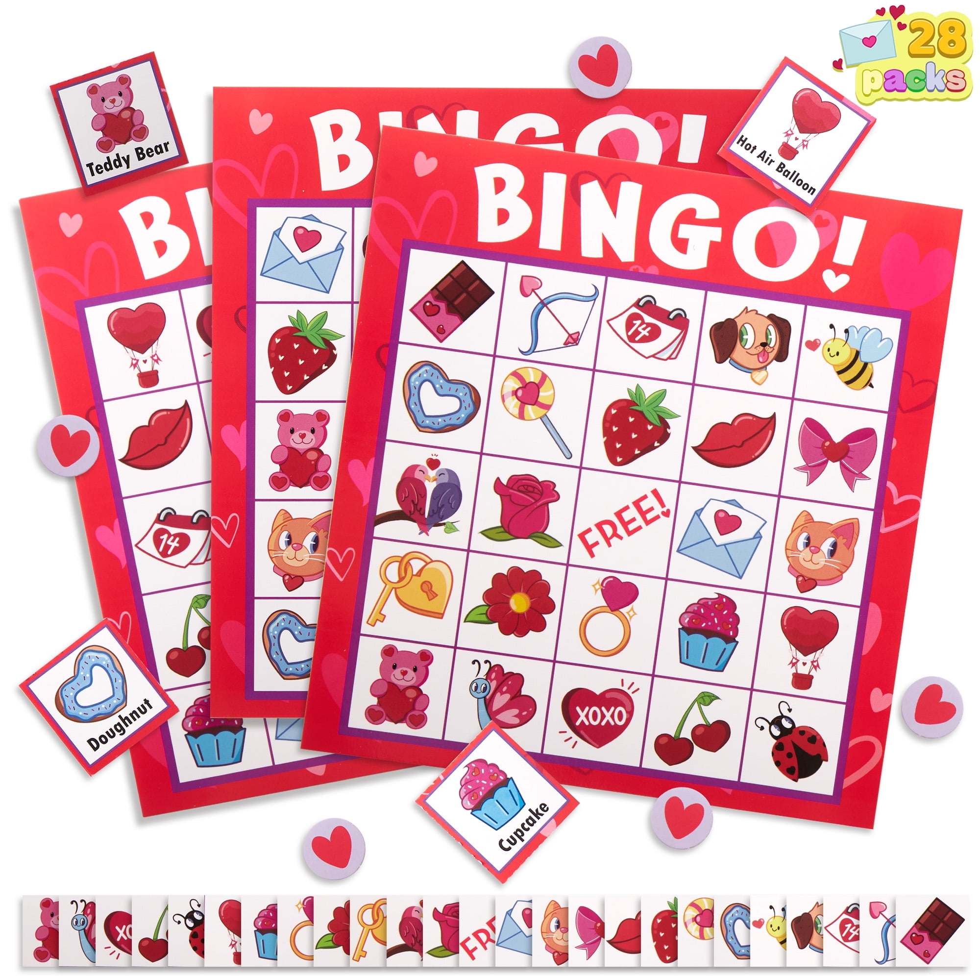 SYNCFUN 28 Players Valentines Day Bingo Game Cards Activity Set for ...