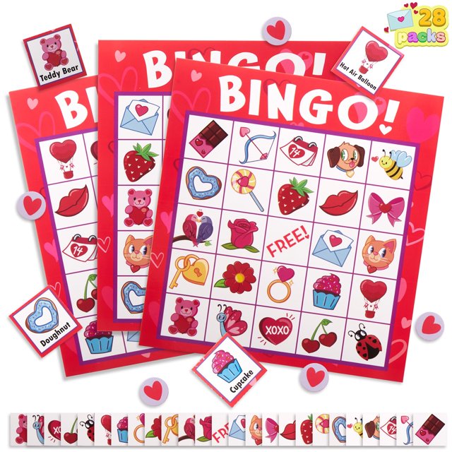 SYNCFUN 28 Players Valentines Day Bingo Game Cards Activity Set for ...