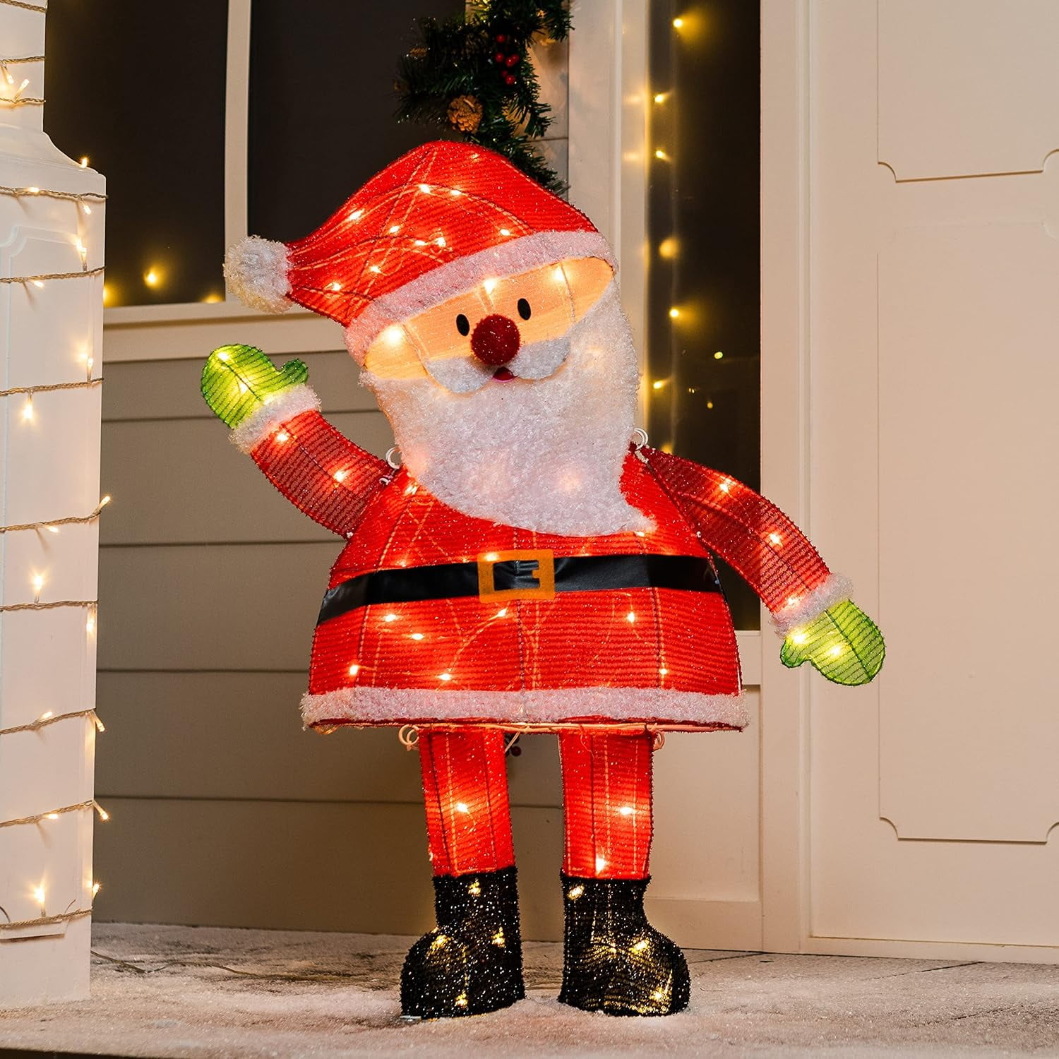 Syncfun 3 FT Santa Yard Light Christmas Outdoor Decorations,70 Pre-Lit ...