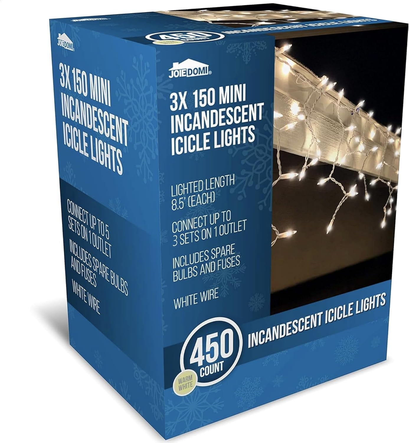 Syncfun 3 Pack of 150 Christmas Icicle lights, Warm White Incandescent ...