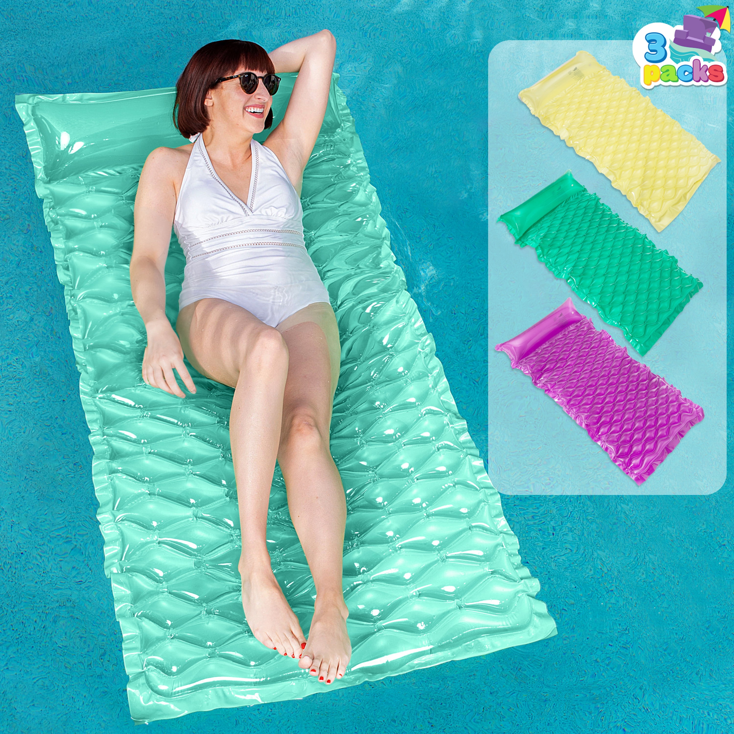 Syncfun Relaxing Water Lounger 3 Pack Inflatable Pool Mat With