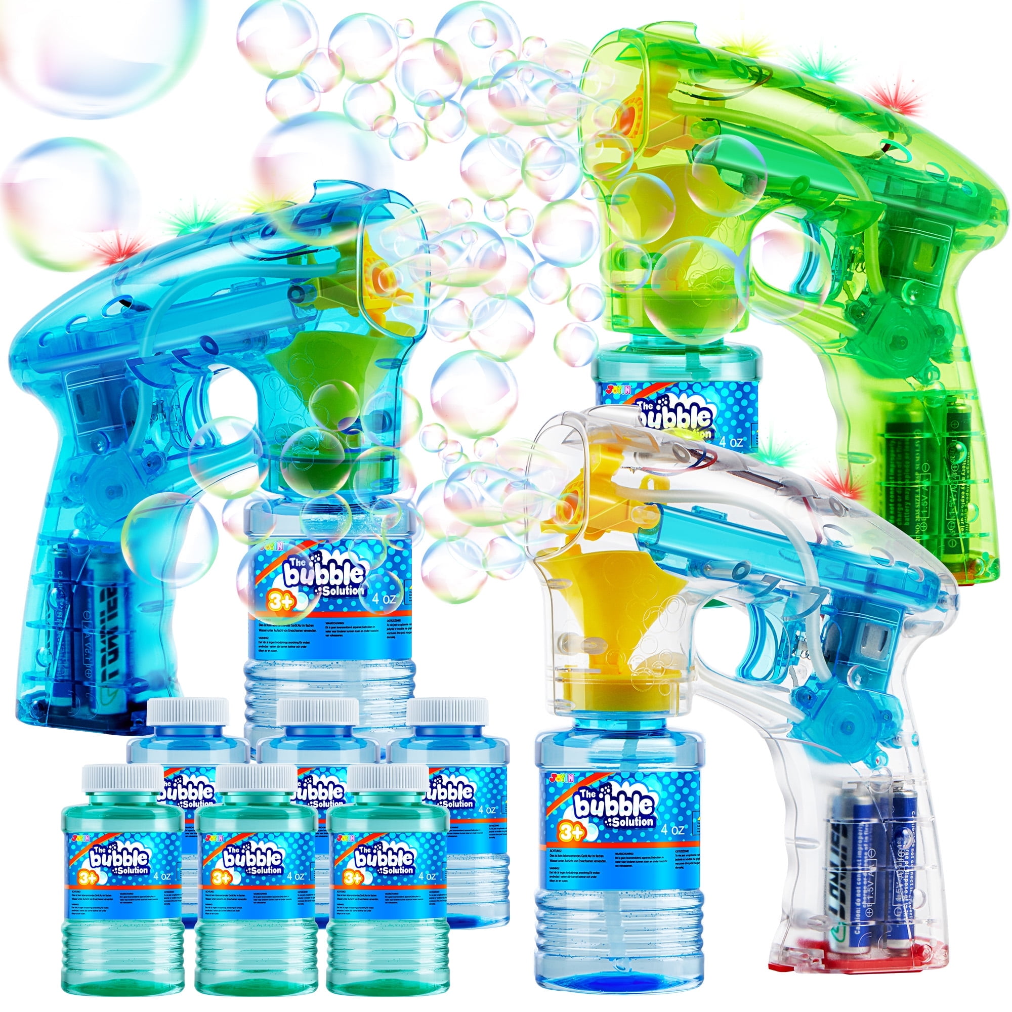 Syncfun LED Bubble Shooter, 3 Pcs Light up Bubble Gun Blaster for Kids, Outdoor Summer Game ...