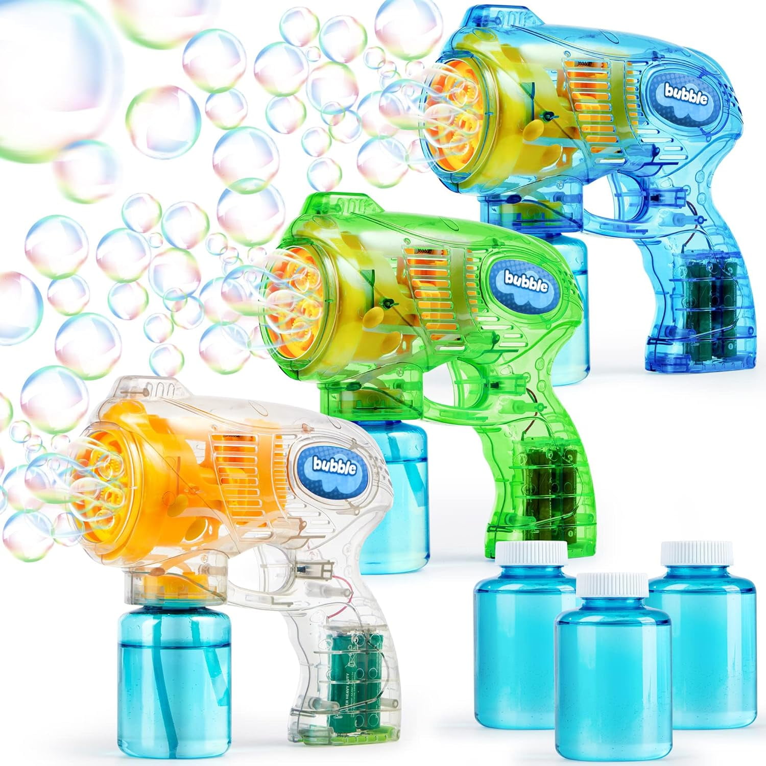 Syncfun 3-Pack LED Bubble Guns for Kids, Outdoor Summer Game Party ...