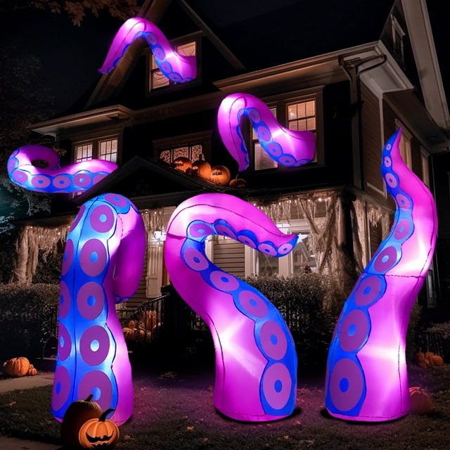 Syncfun 3 Pcs LED Halloween Inflatable Giant Octopus Tentacle Window ...