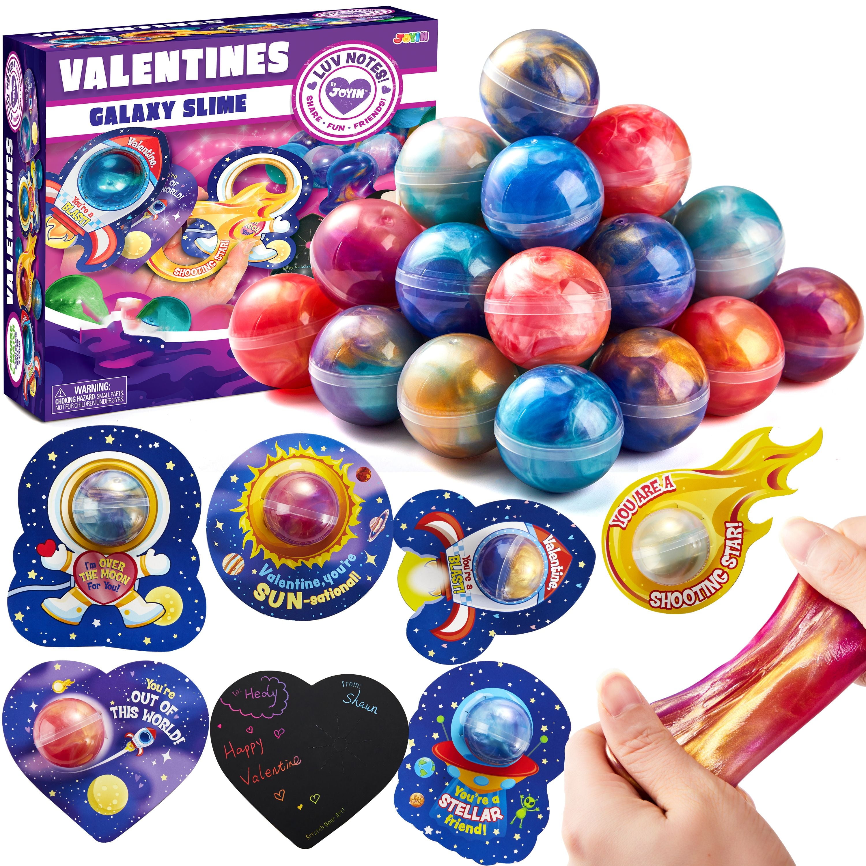 Joyfy 30 Packs Valentines Galaxy Slime With Cards for Kids, Stress ...