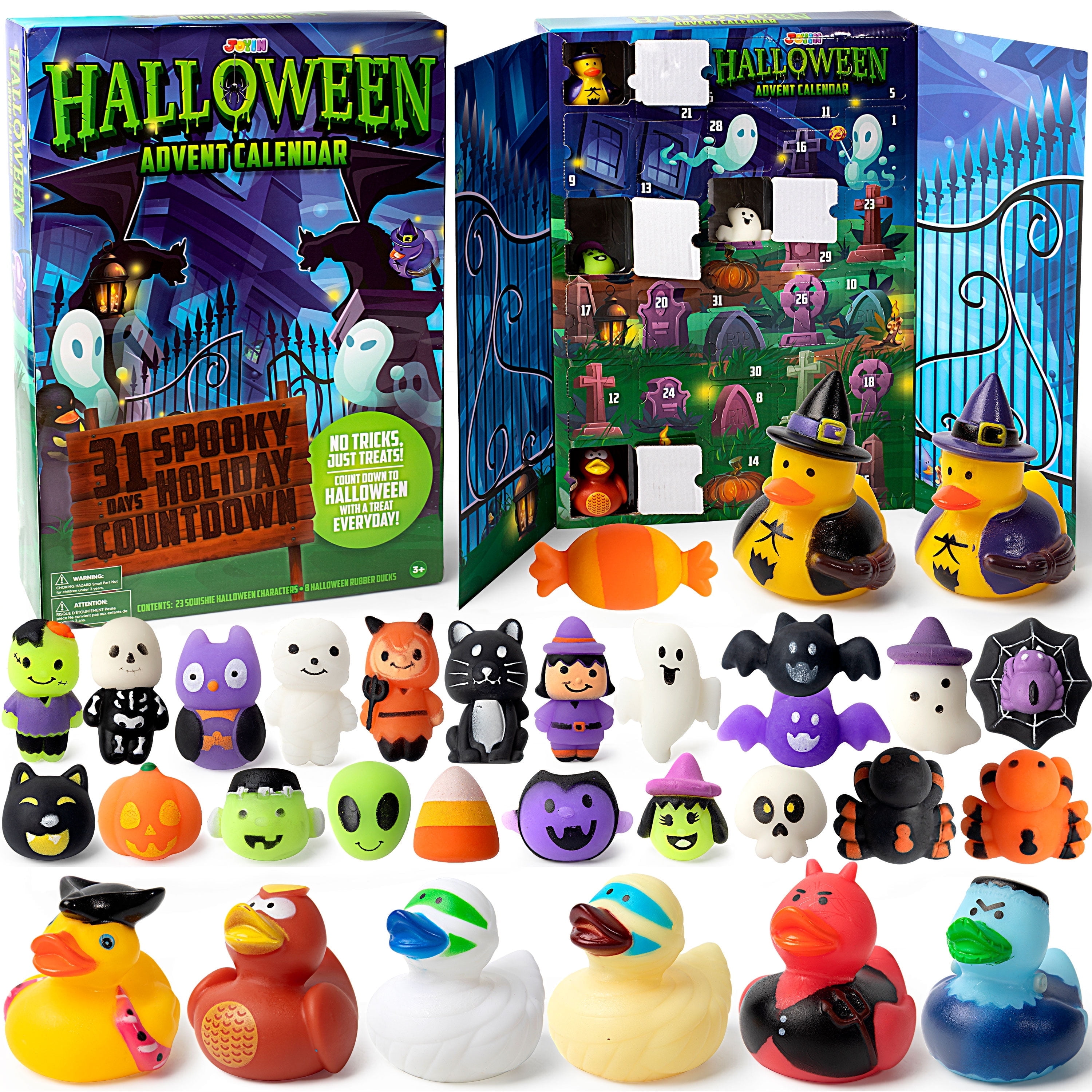Joyfy 31 Pcs Halloween Advent Calendar 2025,Halloween Rubber Duck ...