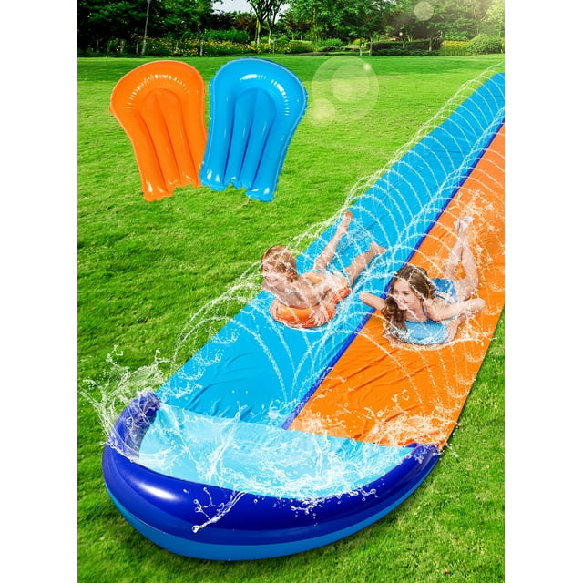 Syncfun 32 5ft Double Water Slide And 2 Inflatable Boards Heavy Duty
