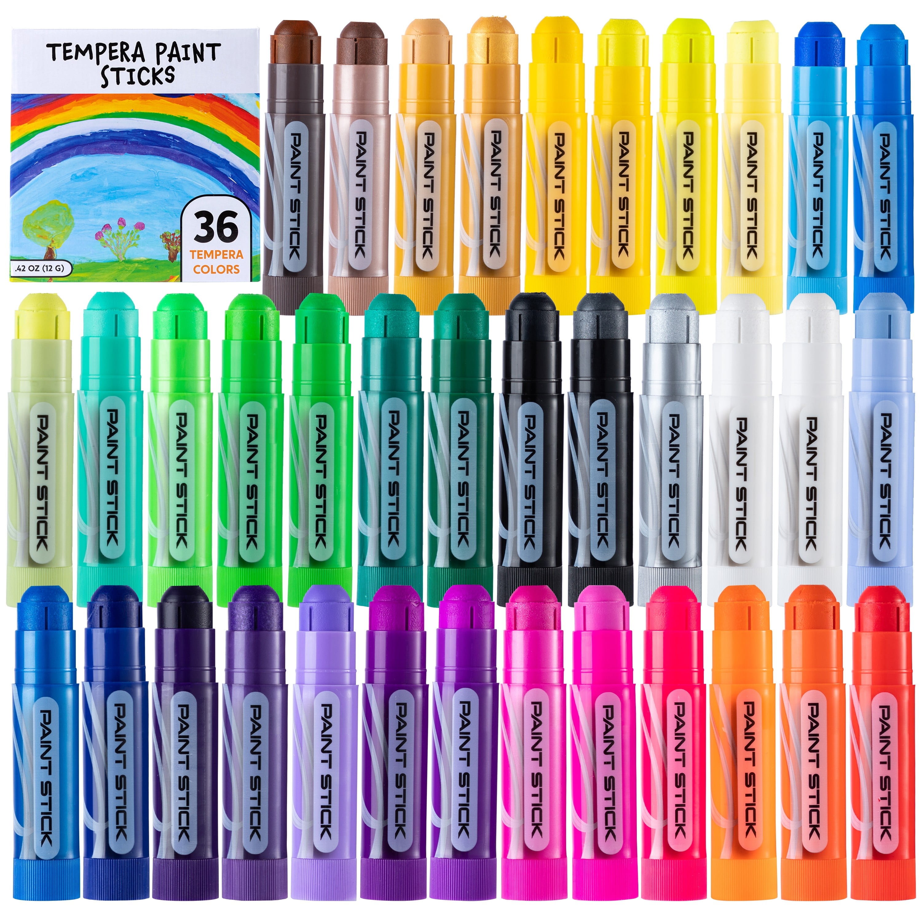 Syncfun 36pcs Tempera Paint Sticks Bulk Set, Washable Art Supplies for ...