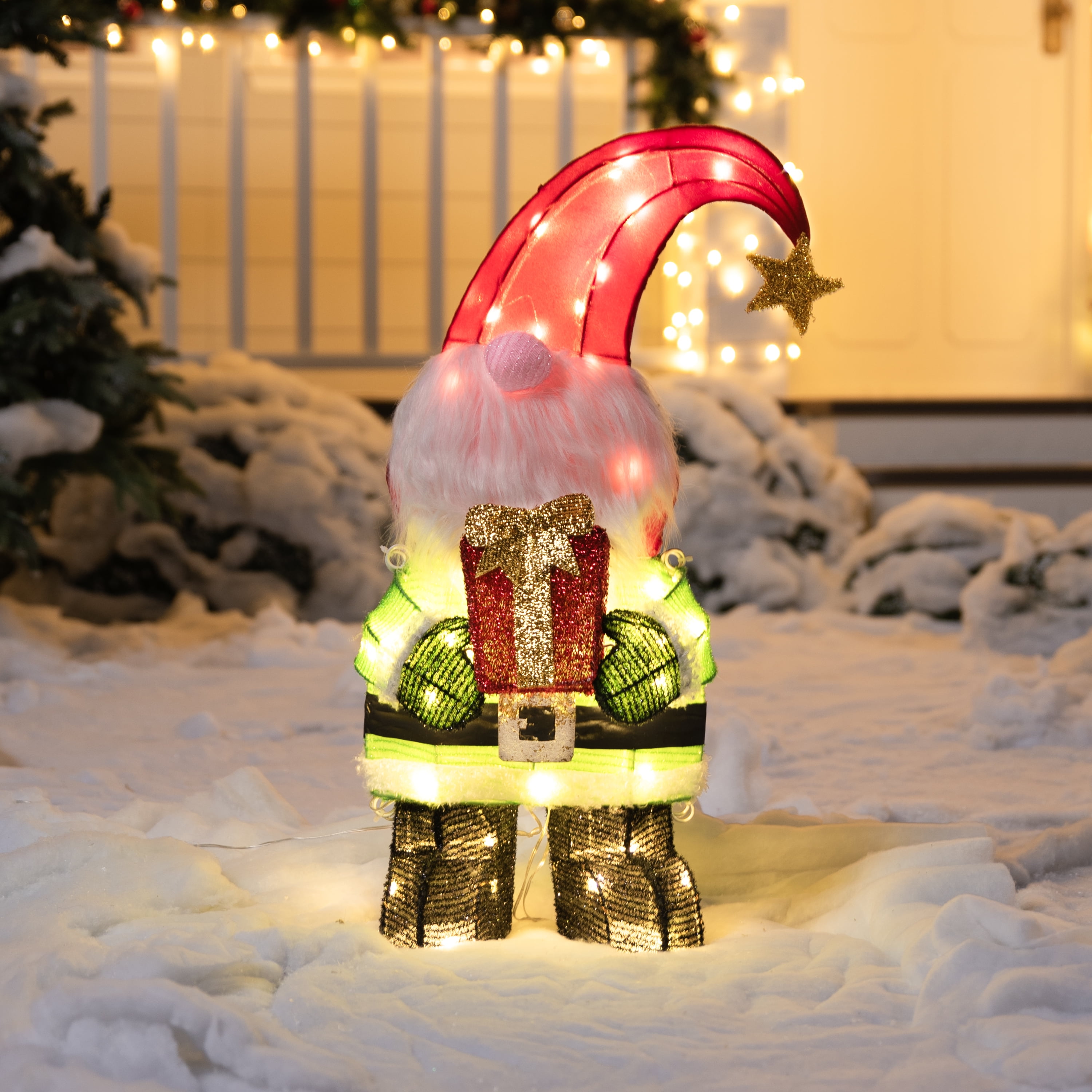 Syncfun 3D 2.4 FT Plush Gnome Yard Light Christmas Outdoor Decorations ...