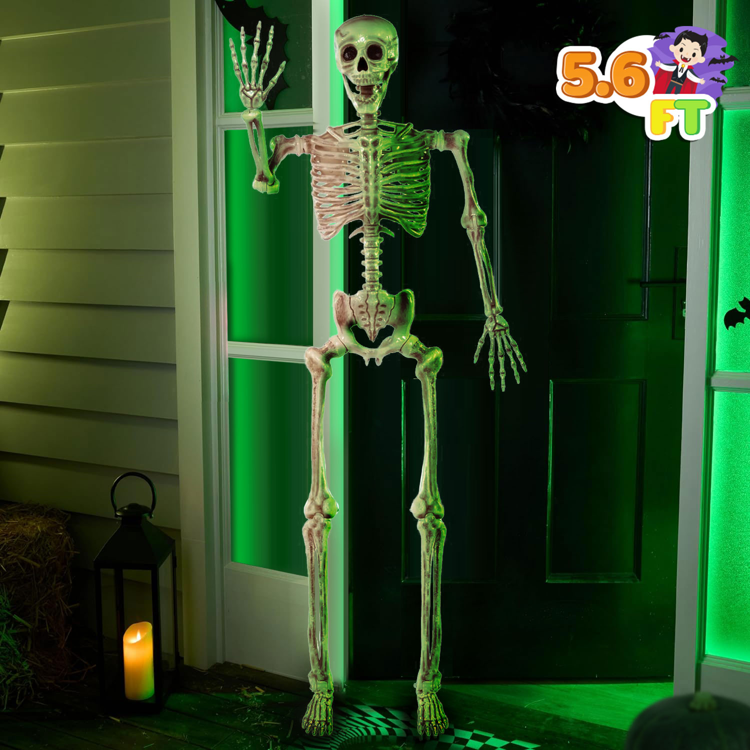 Halloween Yard Display: Giant Animated 8 Foot Skeleton Decoration ...
