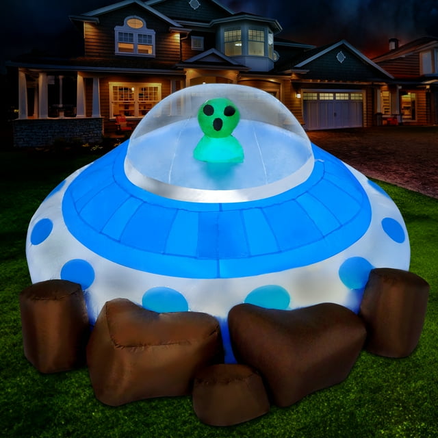 Syncfun 5 FT Halloween Inflatable Crashing UFO Alien Decoration with ...