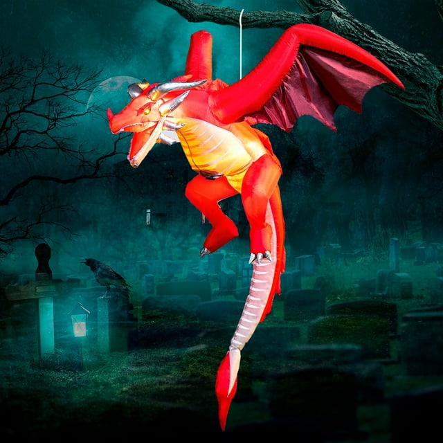 Free Shipping! JOYIN 5 FT Halloween Inflatable Flying Dragon,Red ...