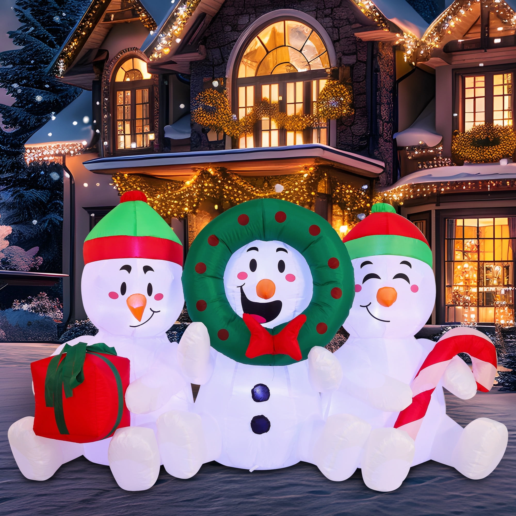 SYNCFUN 6 FT Christmas Inflatables Snowmen Outdoor Decorations ...