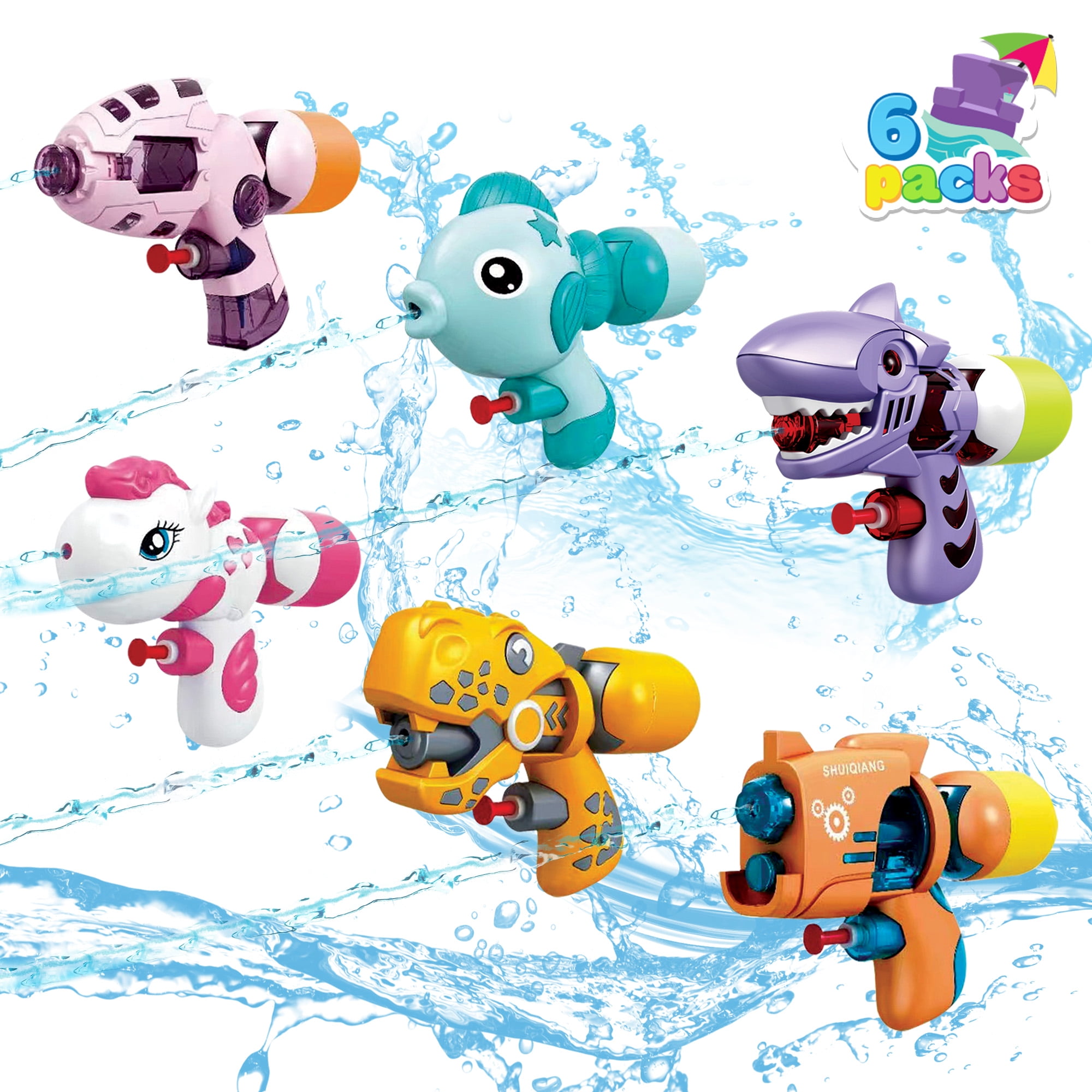 Syncfun Multi-Pack Animal Water Guns, 6 Pack Super Soaker Blasters for ...