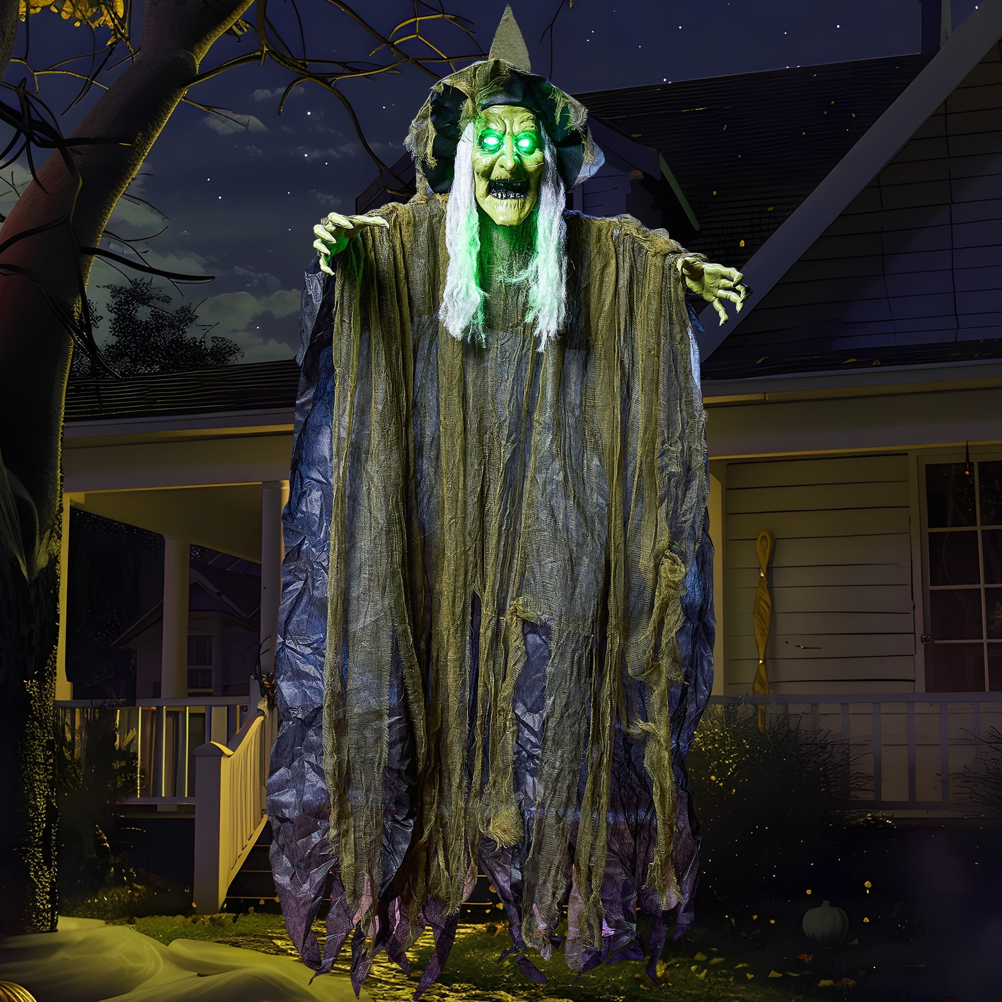 Syncfun 67 Inch Animated Halloween Witch Decoration,Outdoor Brown ...