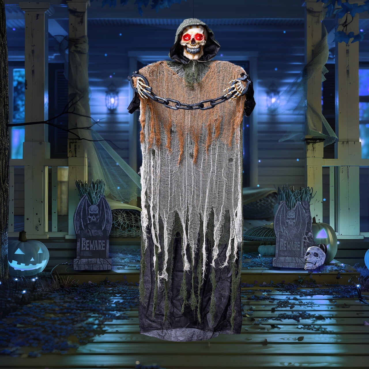 Joyfy 67 Inch Halloween Hanging Ghosts,Scary Lighted Eyes Animated Grim ...