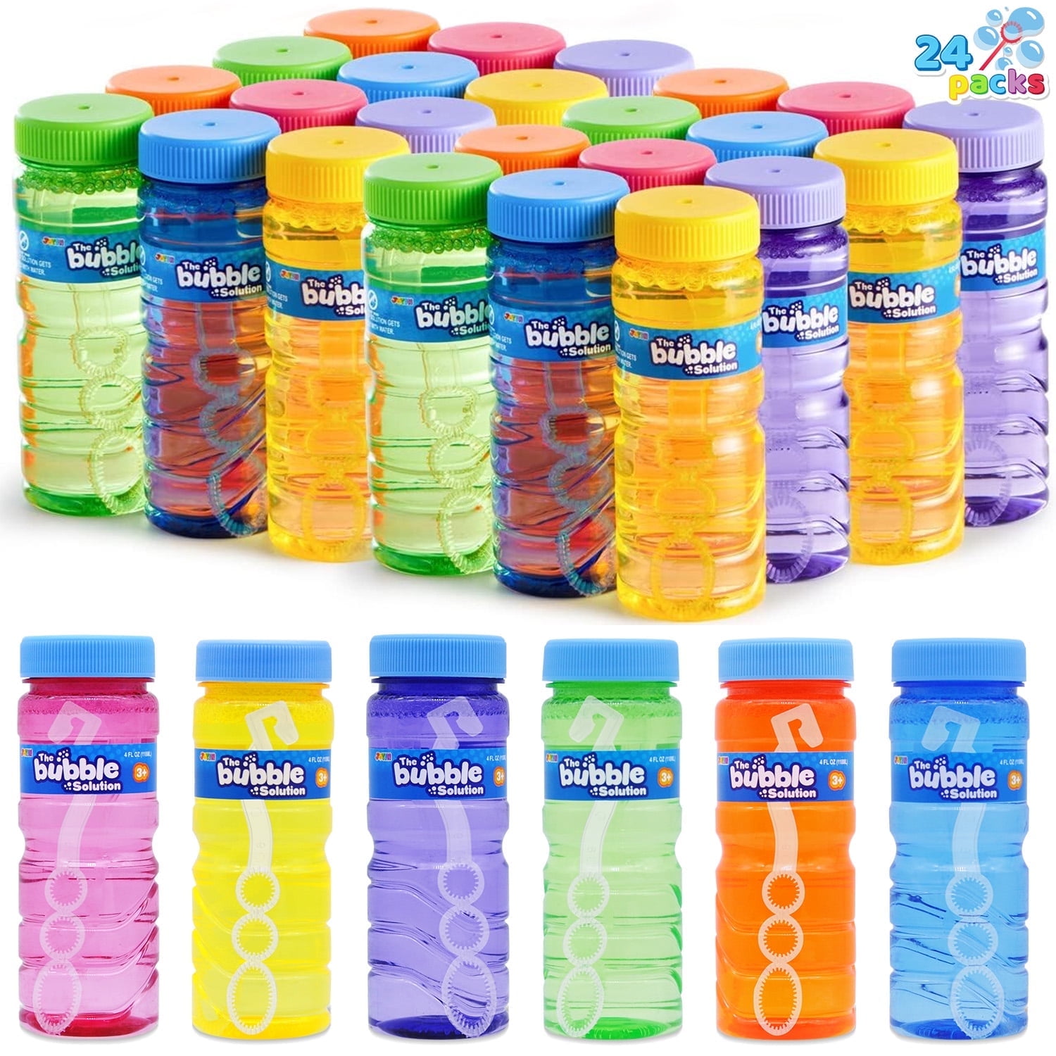 Syncfun 24 Pcs Bubble Bottles with Wand, 4oz Solution, Summer Toy ...