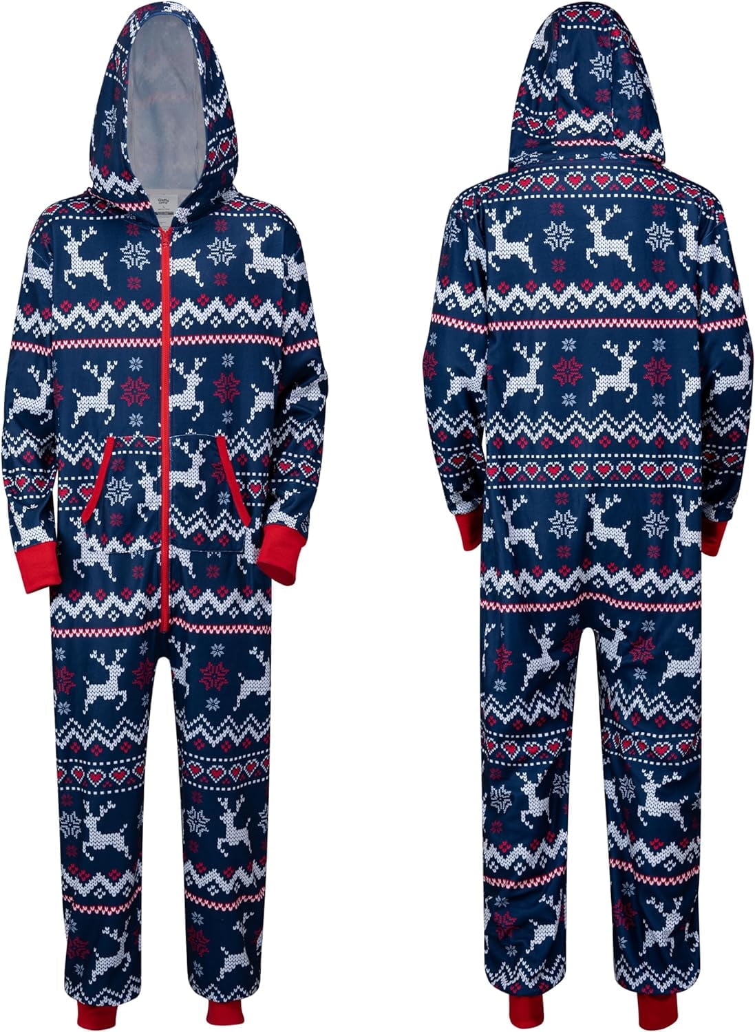 SYNCFUN Men's Christmas One-Piece Pajamas, Adult Fleece Plaid Hooded ...
