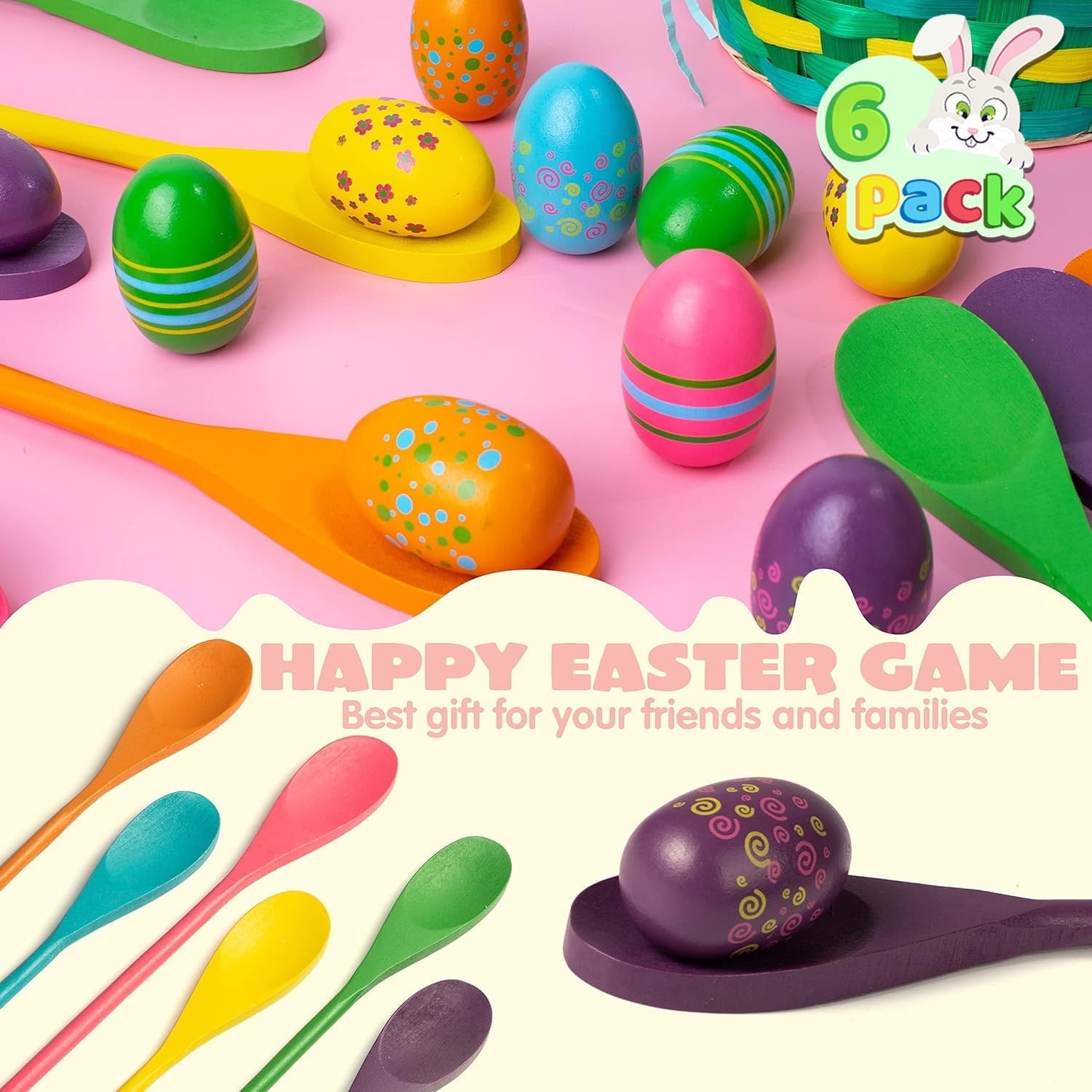 Syncfun Easter Egg & Spoon Race Game Set for Kids & Adults, 12 Pcs Yard ...