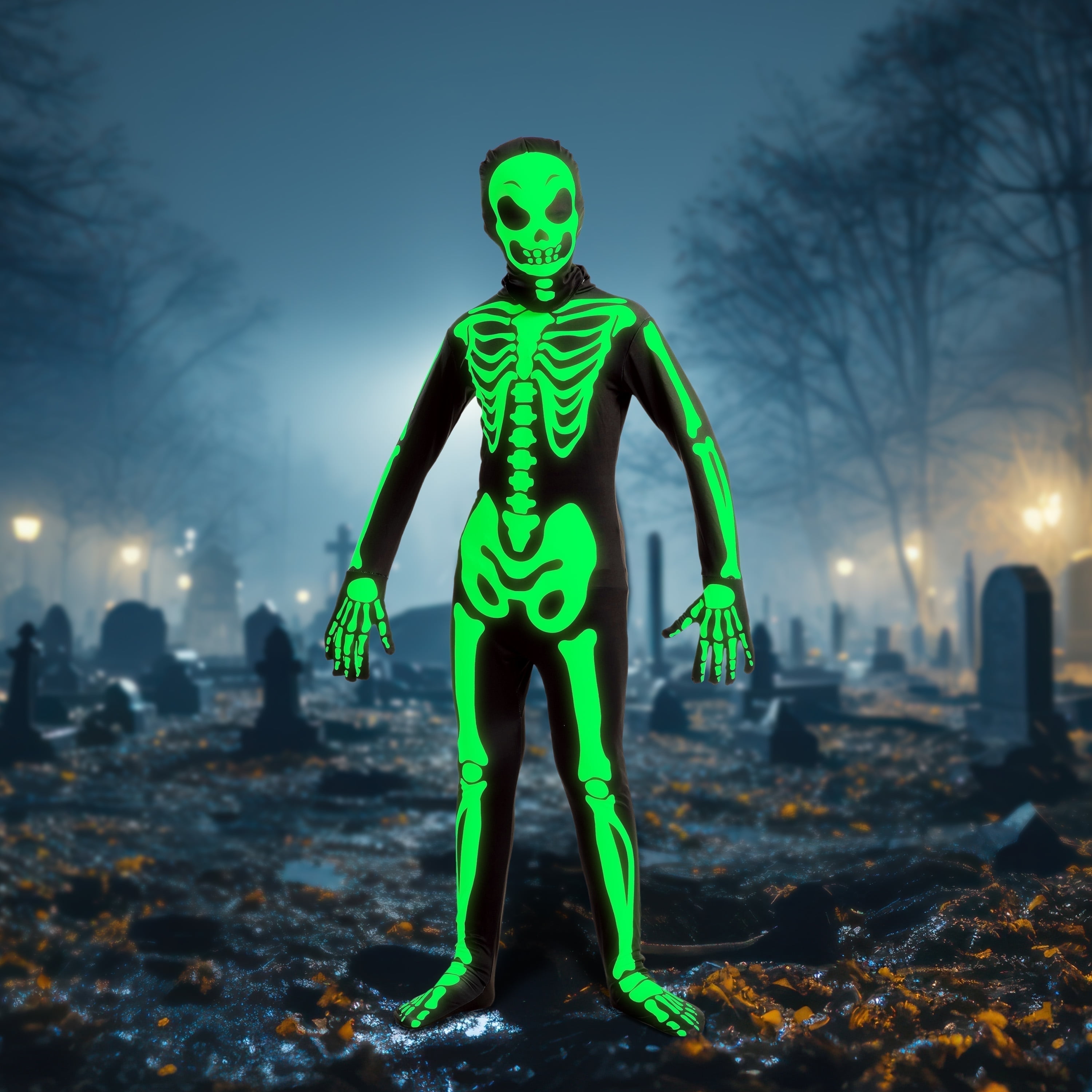 Joyfy Glow in the Dark Skeleton Costume for Kids, Skelebones Costume ...