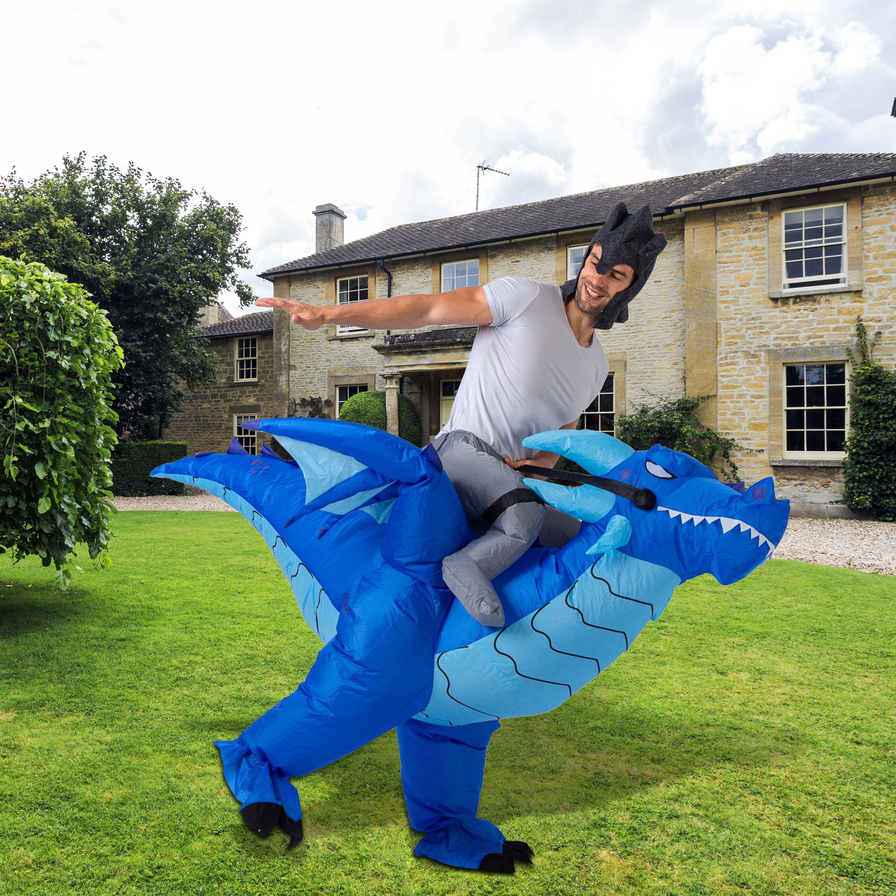Syncfun Inflatable Costume for Adult, Riding a Fire or Ice Dragon Air Blow-up Halloween Costume ...