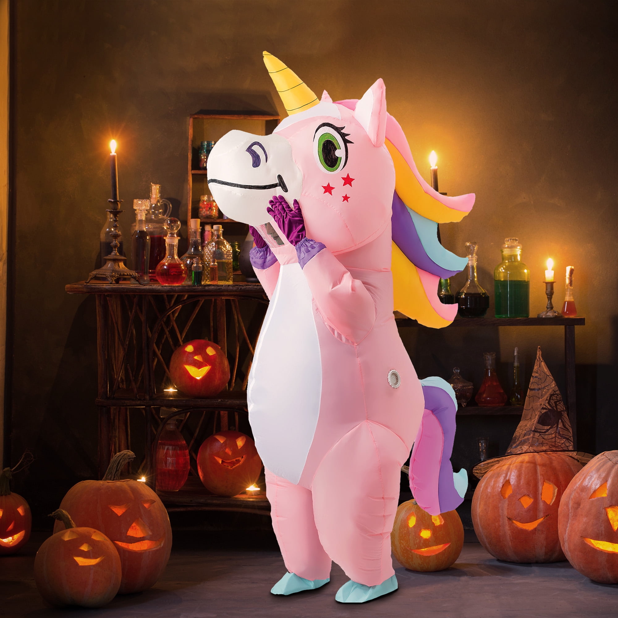 Syncfun Inflatable Costume for Adults, Full Body Unicorn Air Blow-up Halloween Costume Dress Up ...