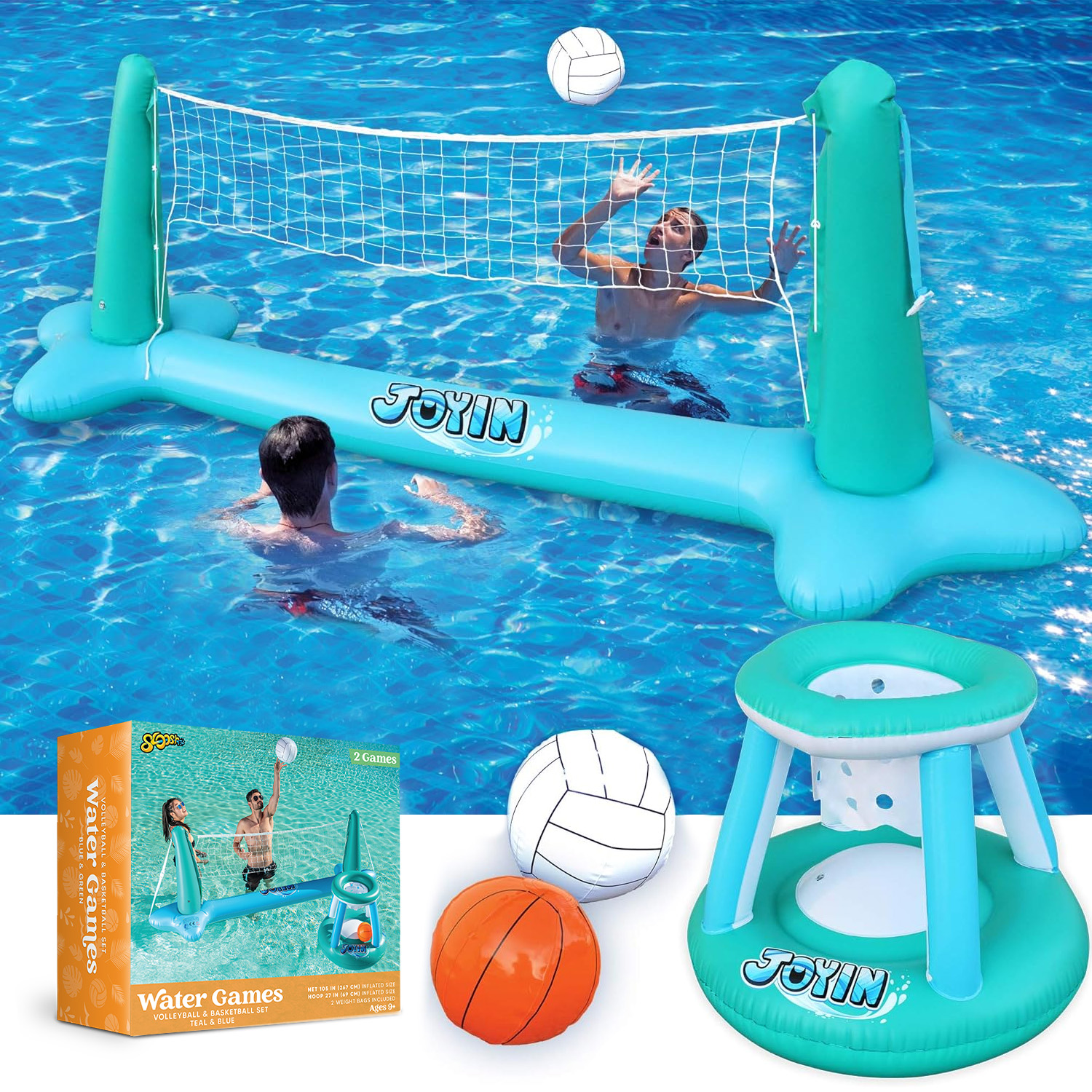 Poolmaster Pro Rebounder Poolside Basketball Net System Game with Ball ...
