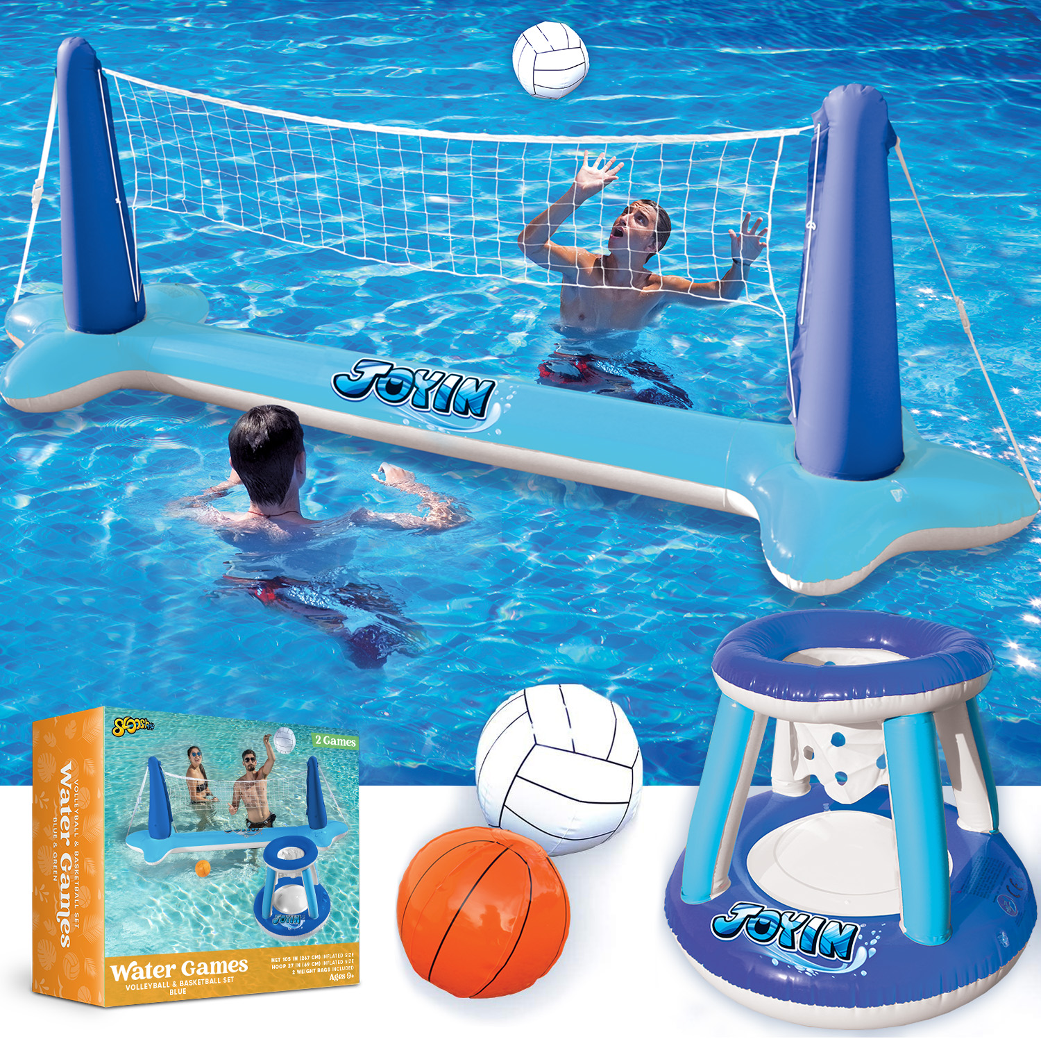 Syncfun Inflatable Pool Float Game Set with Inflatable Volleyball Net ...