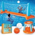 Syncfun Inflatable Pool Game Set: Volleyball & Basketball Hoops ...