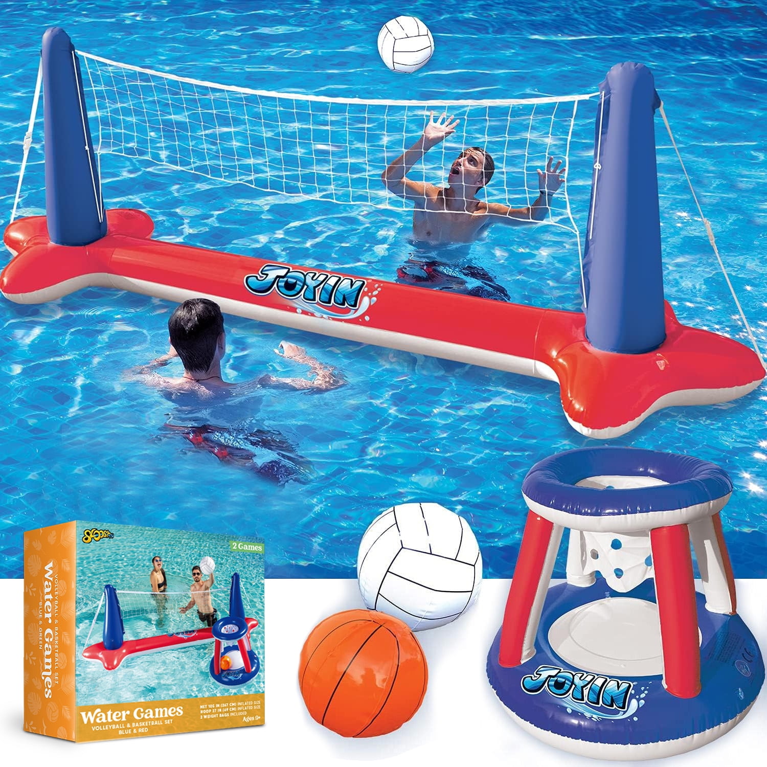 Syncfun Inflatable Pool Float Game Set with Inflatable Volleyball Net ...