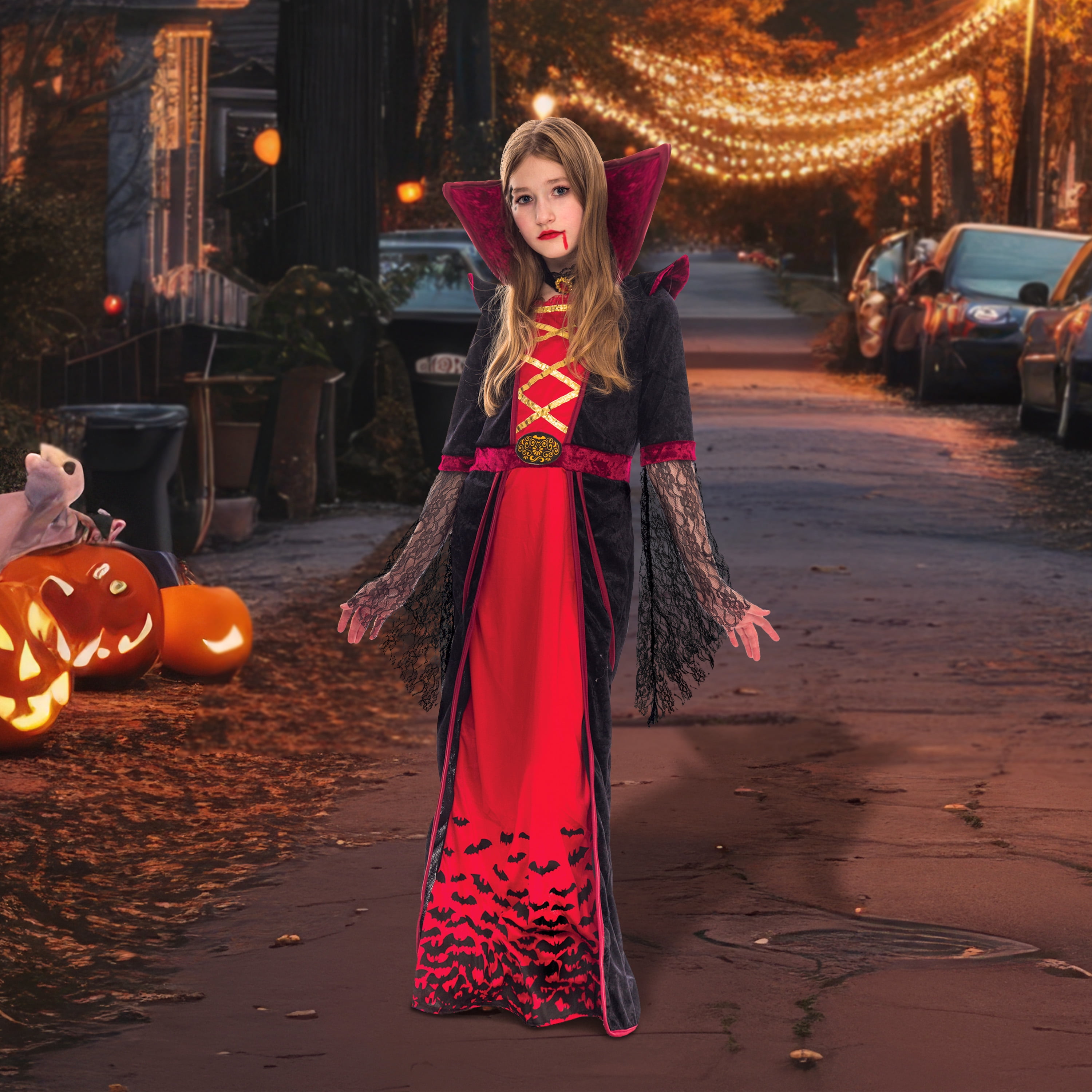 Royal Vampire Costume for Girls Deluxe Set Halloween vampire cape Women ...
