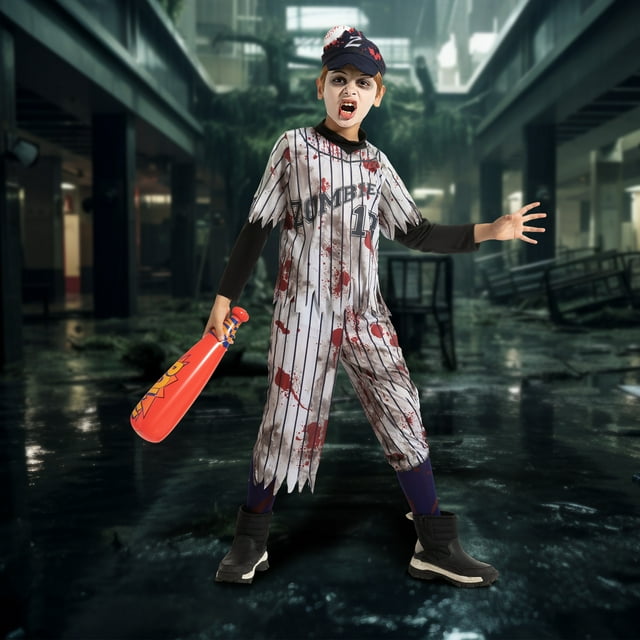 Syncfun Scary Baseball Player Zombie Costume for Boys, Halloween ...