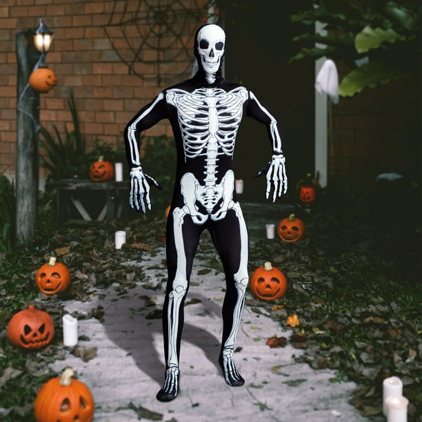 SYNCFUN Skeleton Costume for Adult, Skeleton Bone Bodysuit Halloween ...