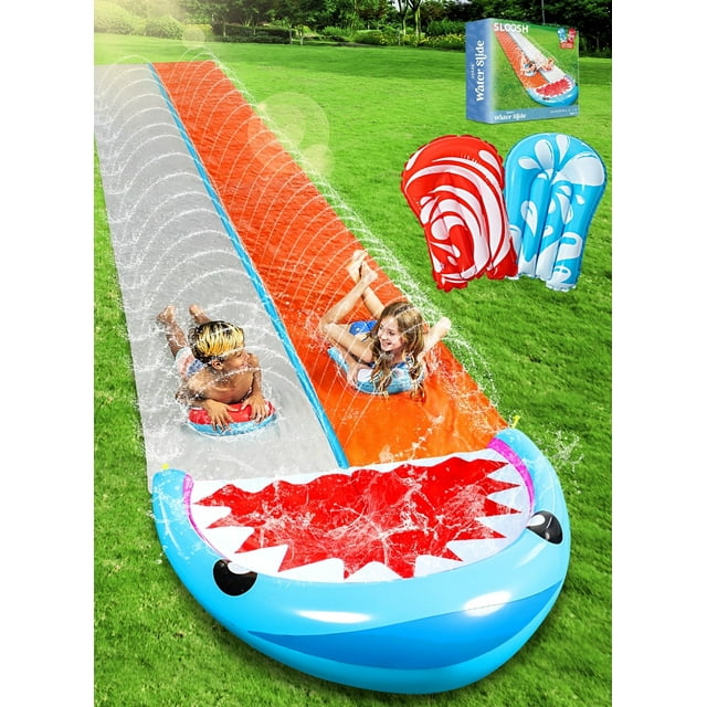 Syncfun 21ft Shark Water Slide with Sprinklers and 2 Inflatable Boards ...