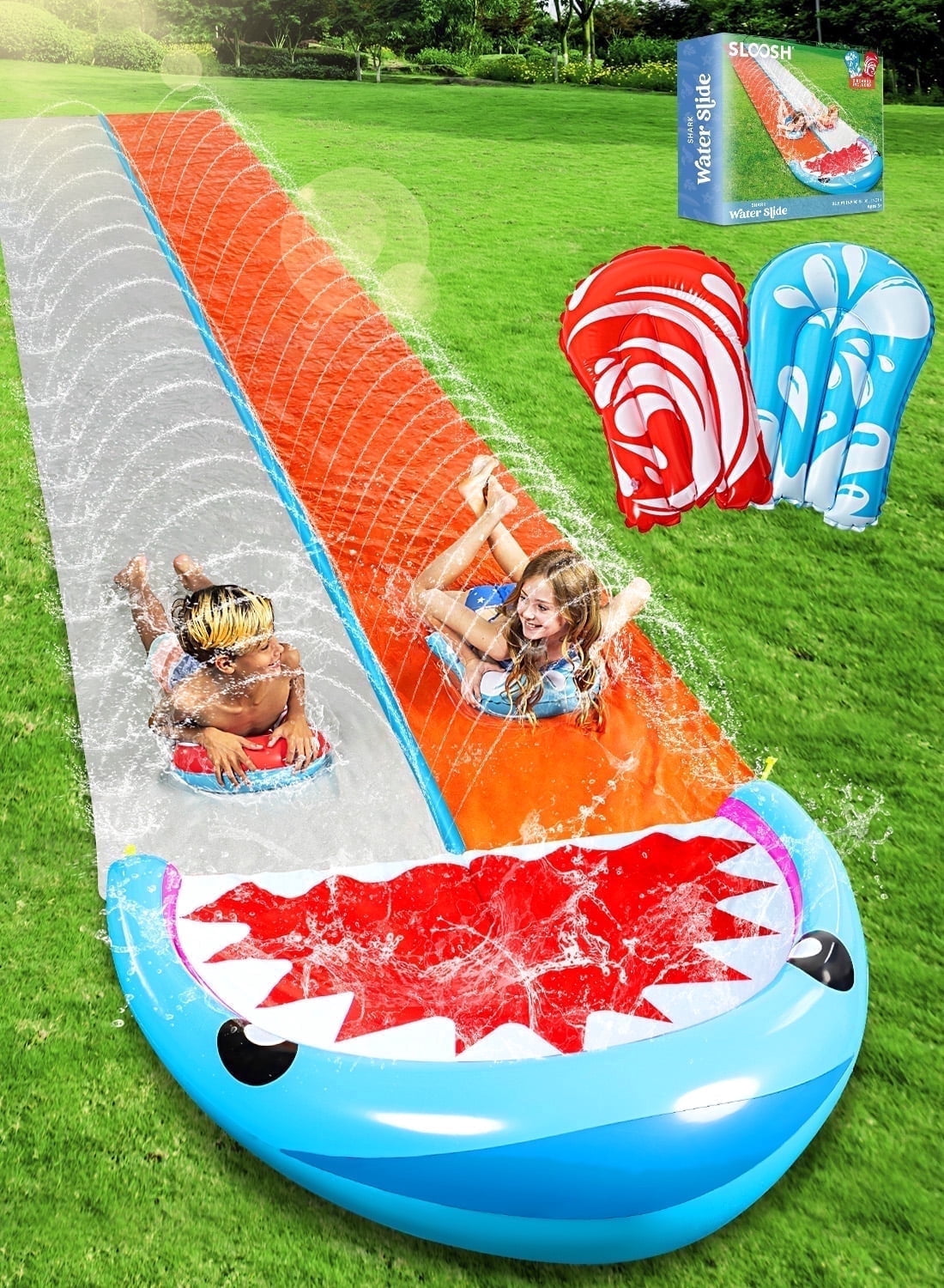 SYNCFUN Water Slides with 2 Inflatable Boards 22.5ft Backyard Slip ...