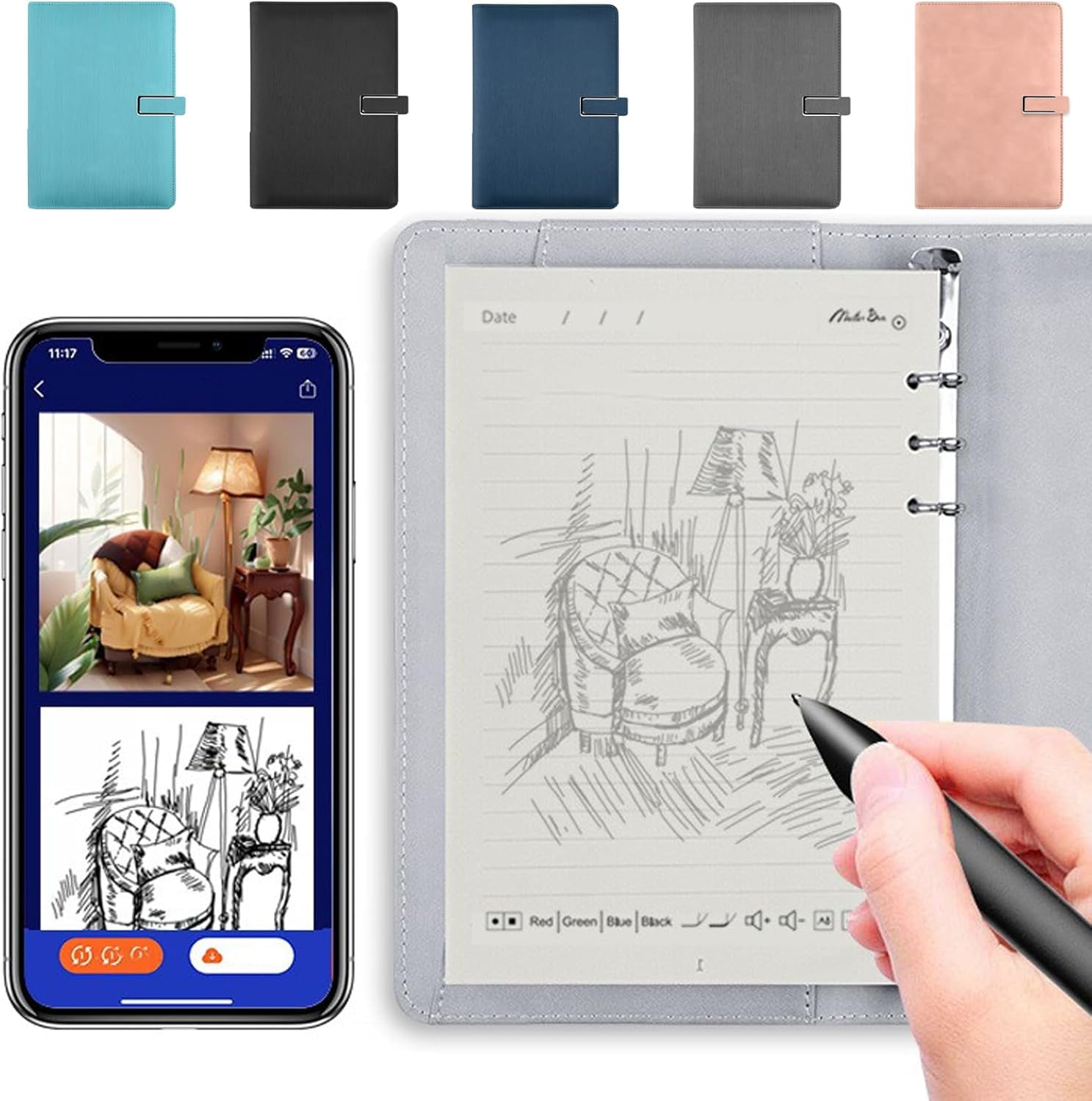 Synctify Digital Sketchbook, 2-in-1 Smart Digital Notebook Drawing Pad with Battery-Free Pen ...