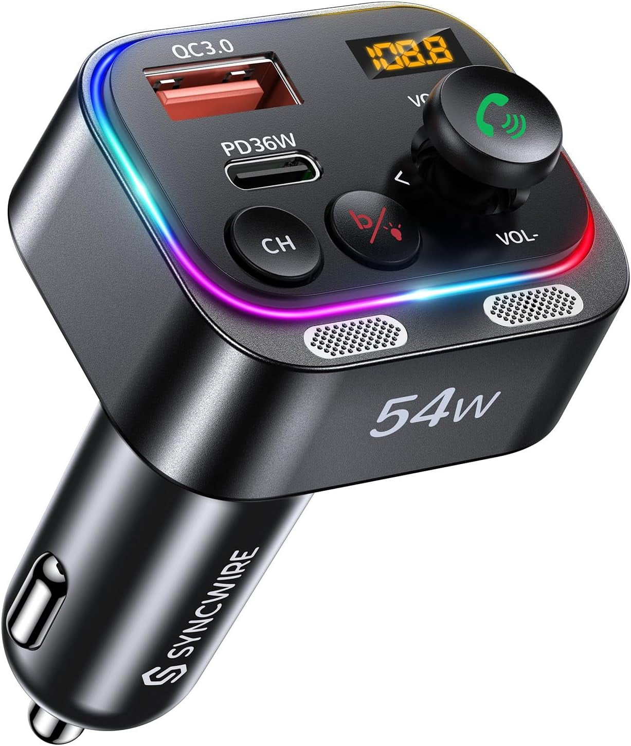 Syncwire Bluetooth 5.4 FM Transmitter Car Adapter 54W (PD 36W & 18W ...