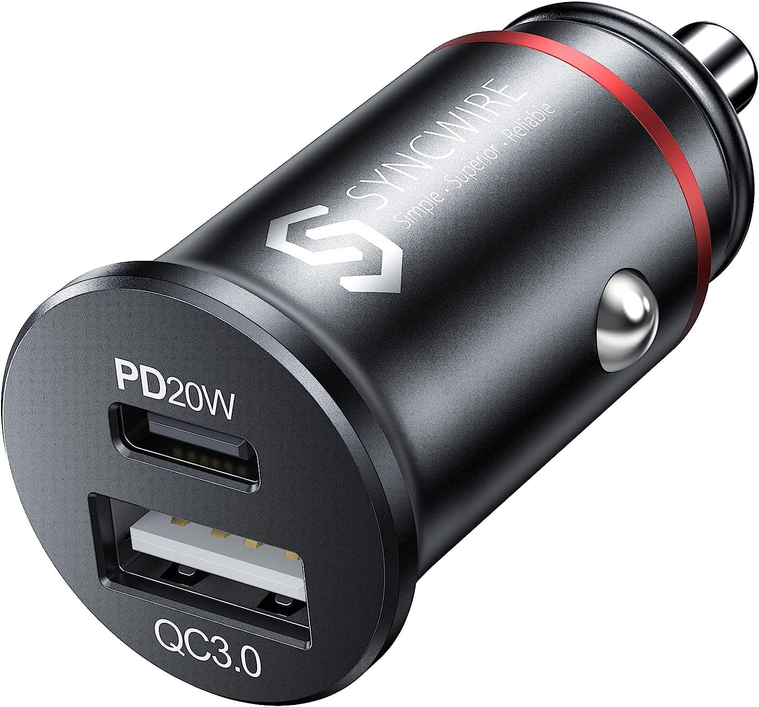 Syncwire 38W Fast USB C Car Charger, PD & QC 3.0, Mini Adapter for iPhone 15 14 13 12, Samsung ...