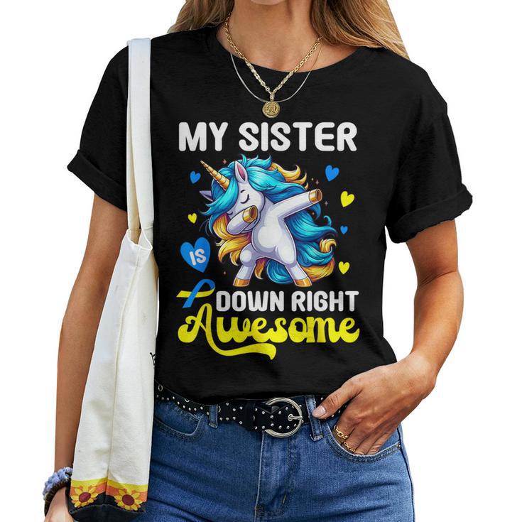 Down Syndrome Sister Awareness T-Shirt, Down Right Awesome Sister Tee ...