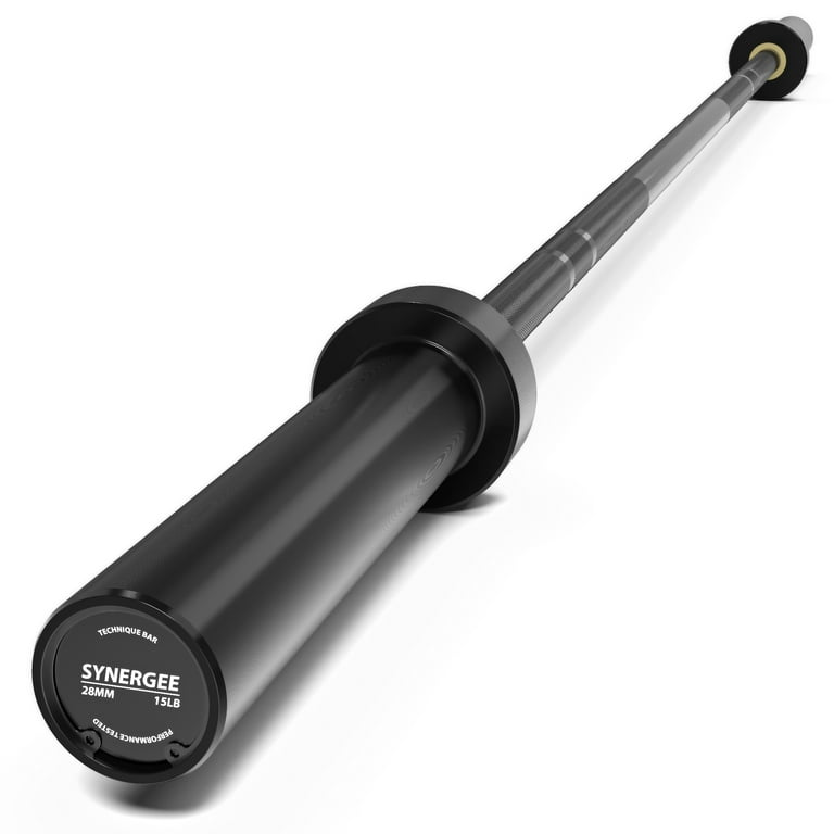Synergee 15lb Standard Technique Barbell for Weightlifting Exercise Black Aluminum Bar Walmart