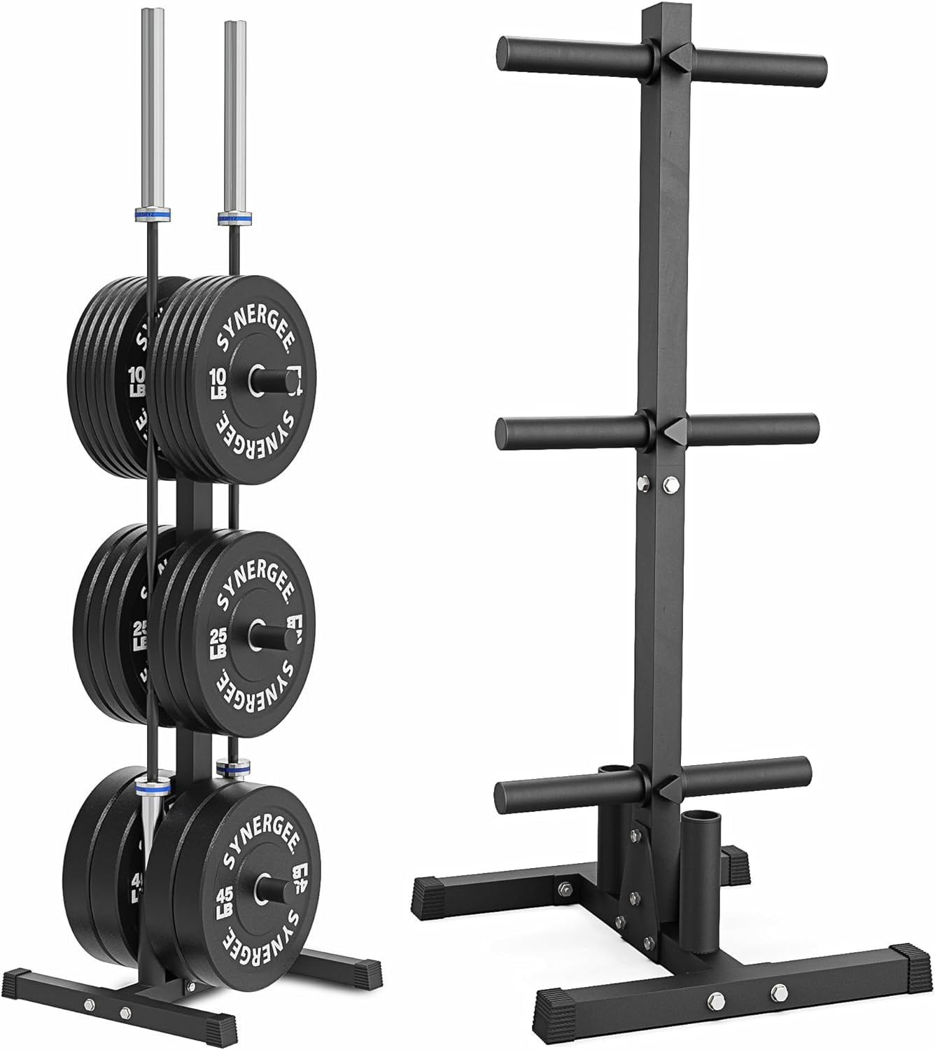 Synergee Olympic Weight Plate Tree Rack & Barbell Holder – Vertical ...