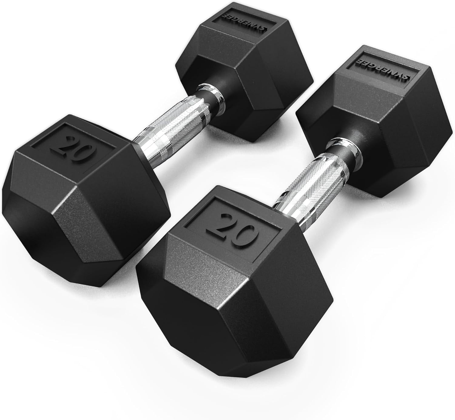 Synergee Rubber Encased Hex Dumbbells with Chrome Handle. All Purpose ...